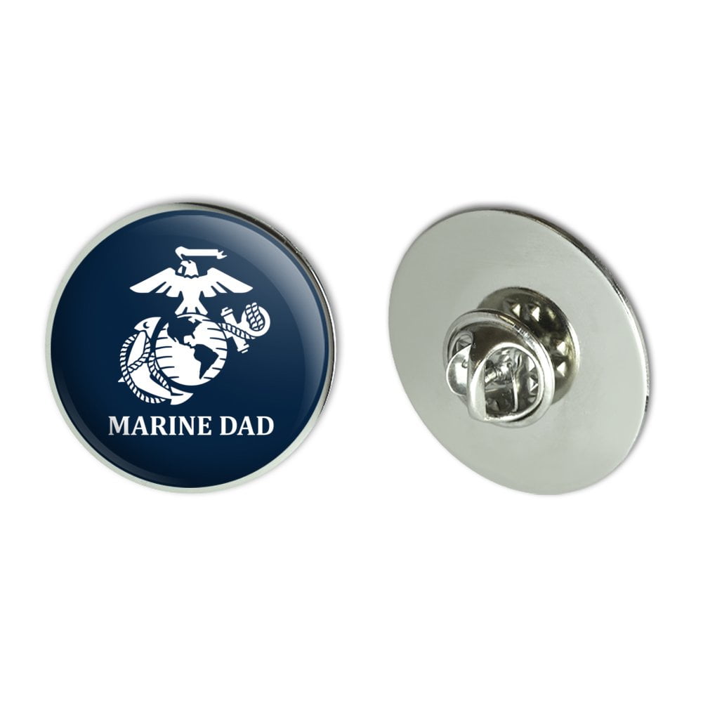 Marine Dad USMC White Logo on Blue Officially Licensed Metal 1.1" Tie ...