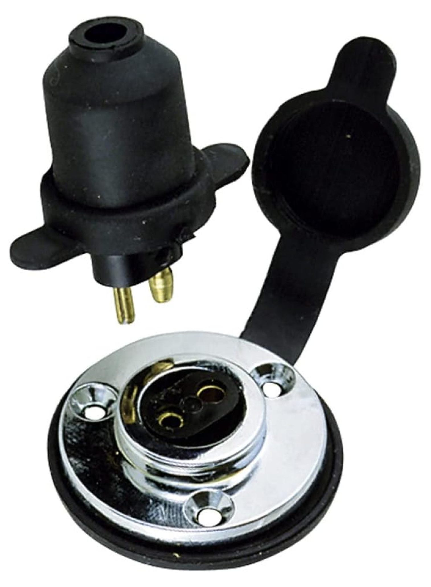 Marine Deck Connector - 15 Amp Plated Brass Watertight Plug - 12/24/32 ...
