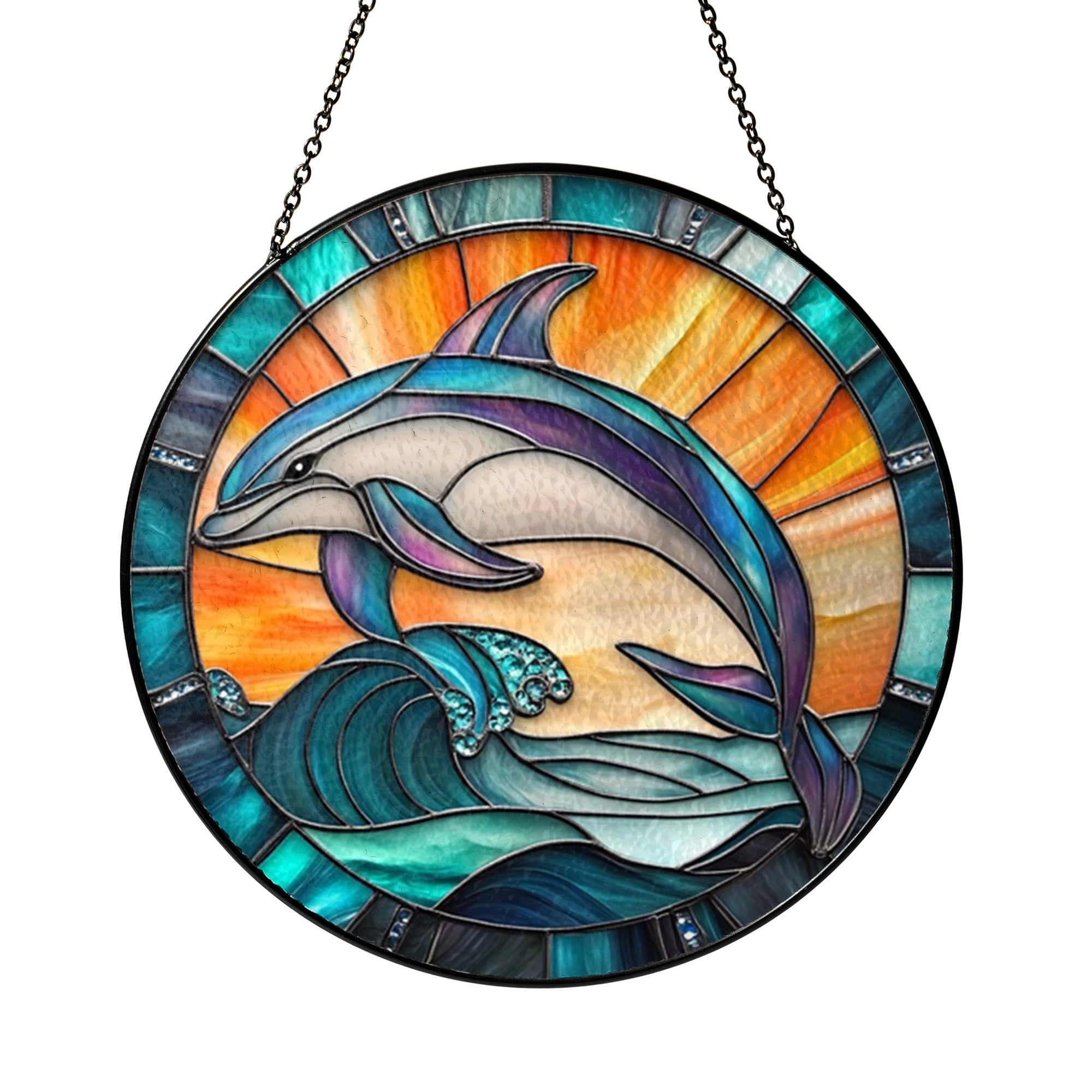 Marine Dolphin Window Hanging – Glass Style Art1901 - Walmart.com