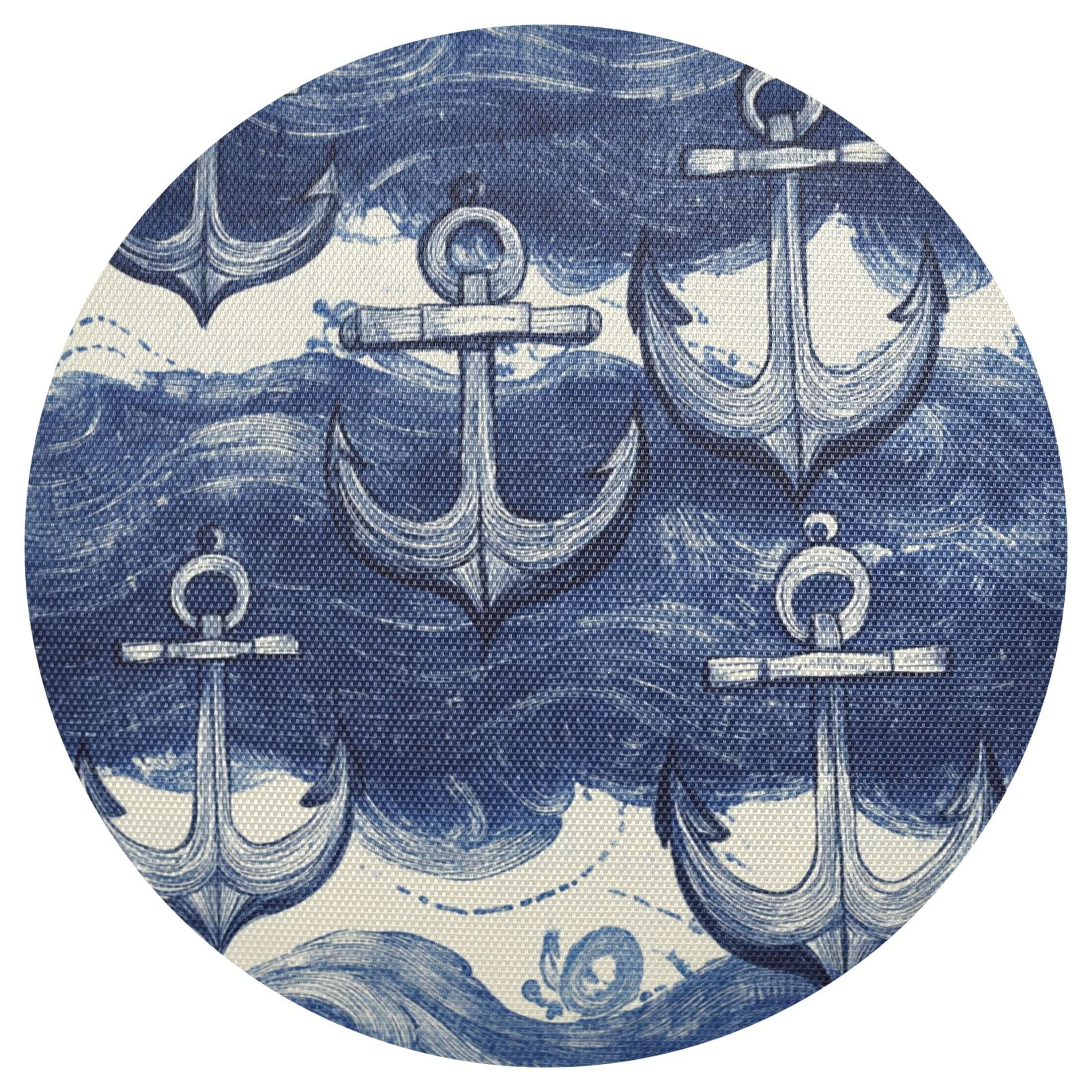Marine Elements Pattern 15.4in Diameter PVC Plate Mat, Heat-Resistant ...