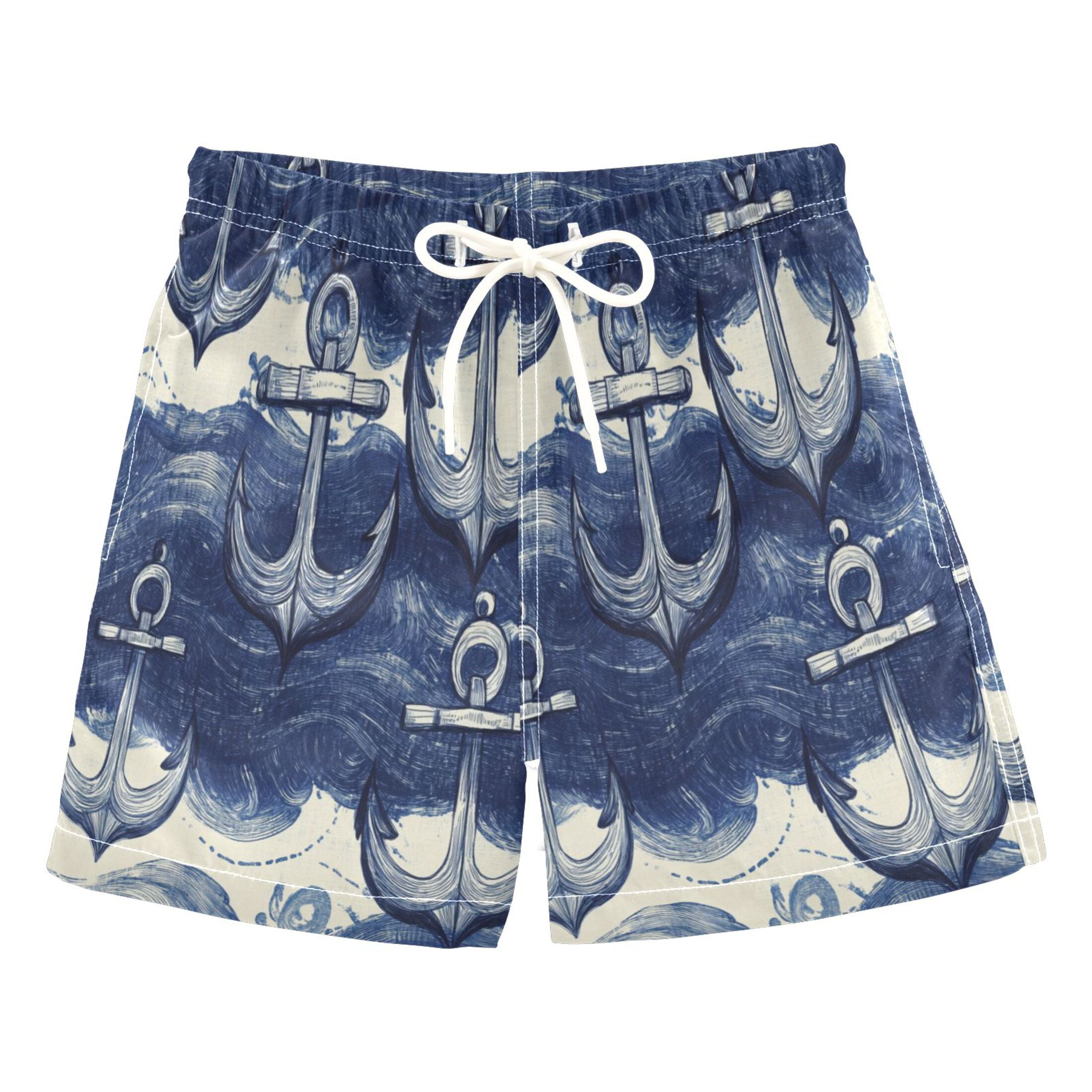Marine Elements Pattern Boys' Swim Trunks Beach Pool Shorts Quick Dry ...