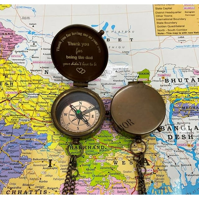 Marine Engraved Compass Brass Pocket Compass Gifts for Men Him Grandson ...