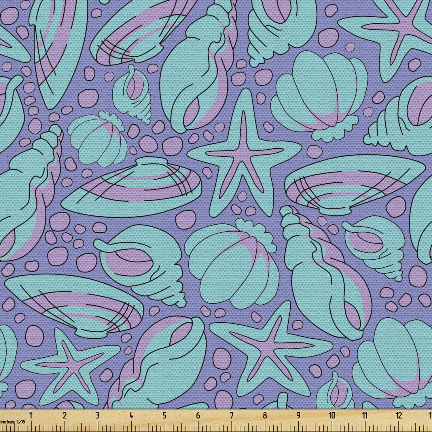 Ambesonne Marine Fabric by the Yard Upholstery, Aquatic Motifs of ...