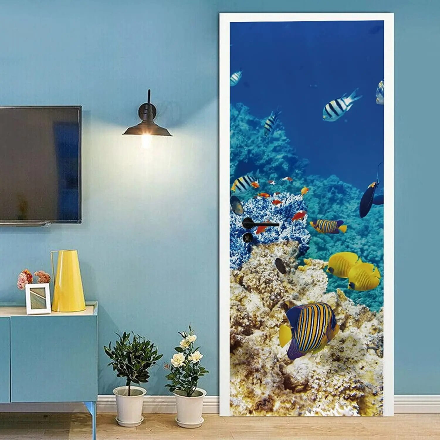 Marine Fish door sticker Wallpaper Marine Life door sticker poster ...