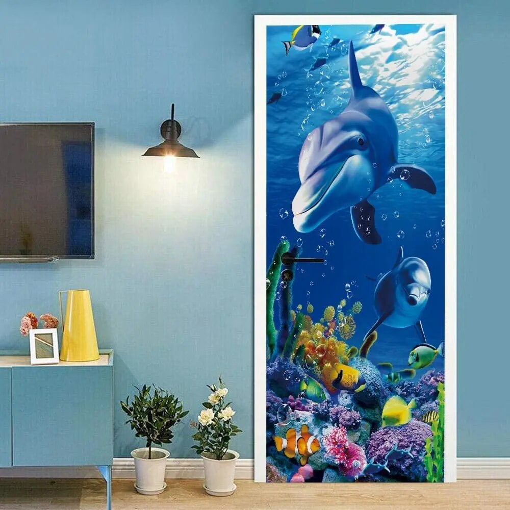 Marine Fish door sticker Wallpaper Marine Life door sticker poster ...