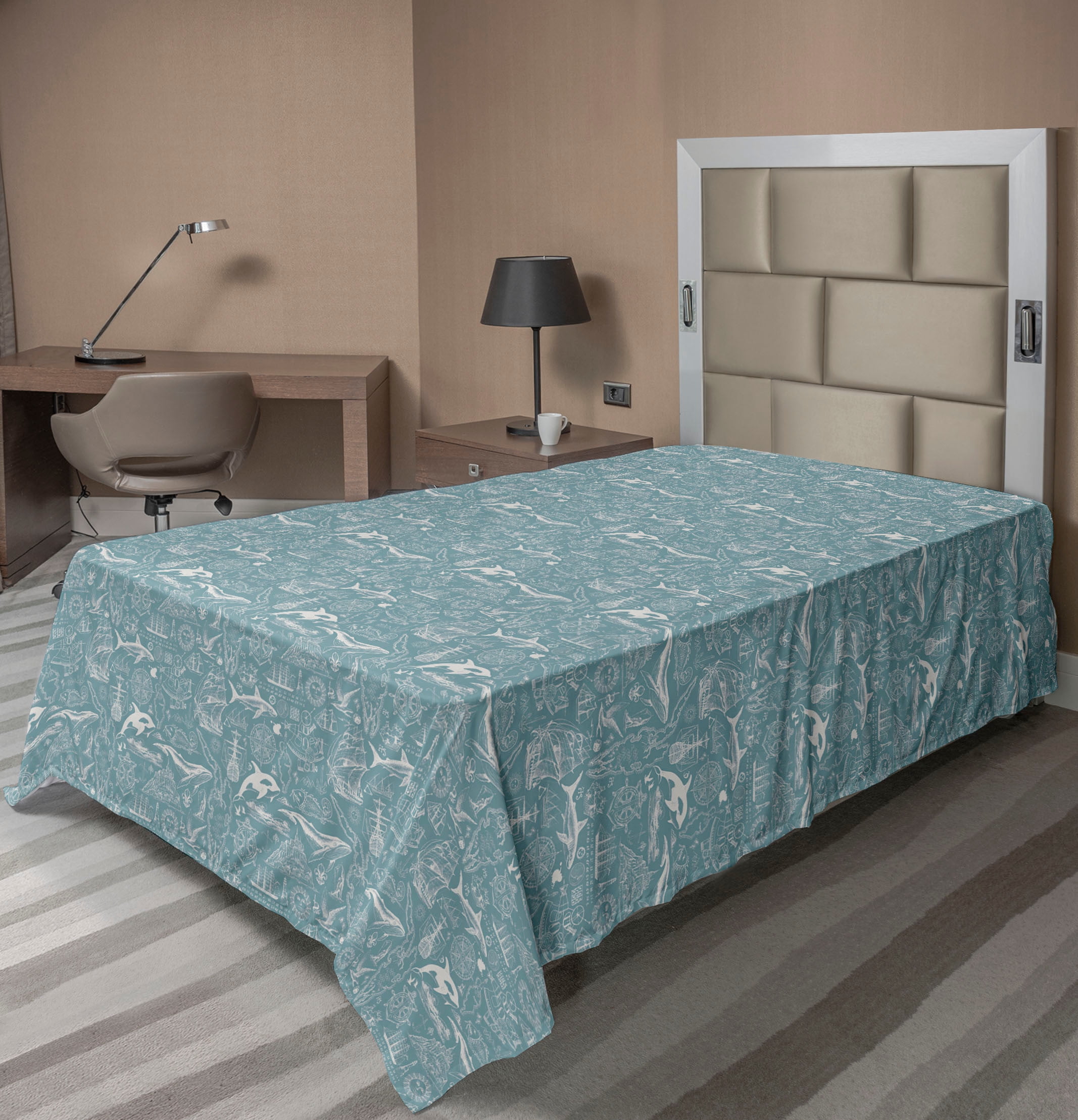 Ambesonne Marine Flat Bedding Sheet Soft Top Sheet, Vintage History ...