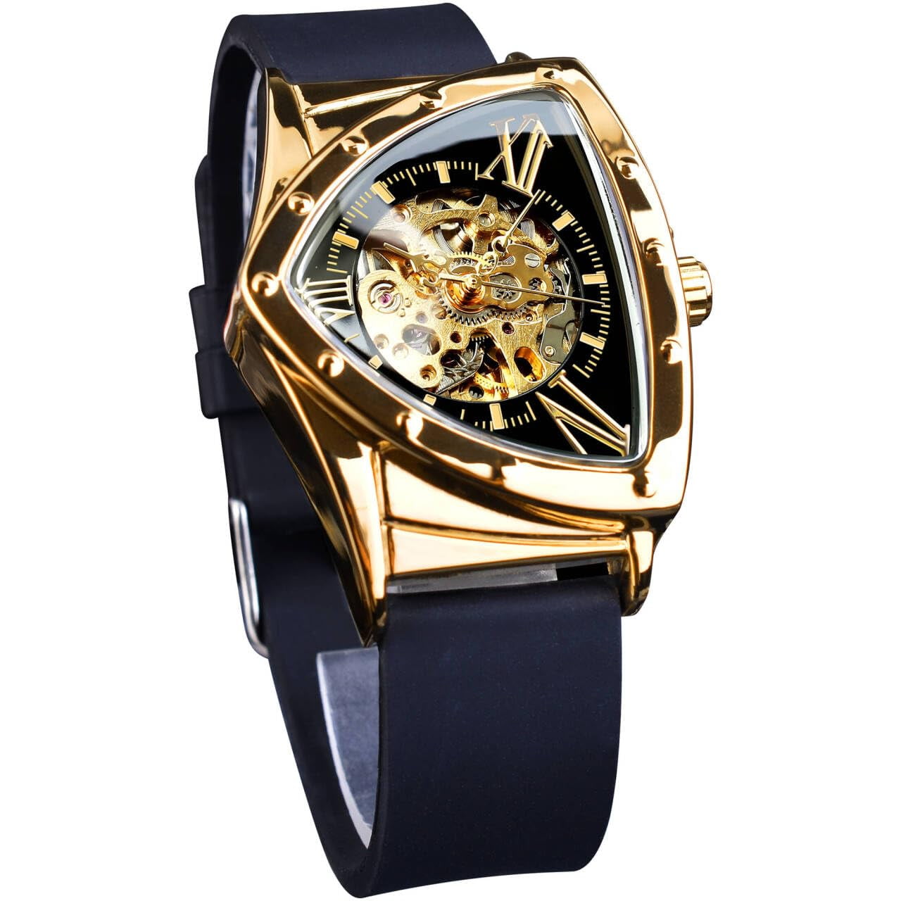 Skeleton Watches for Men, Automatic Mechanical Watch with Triangle Dial ...