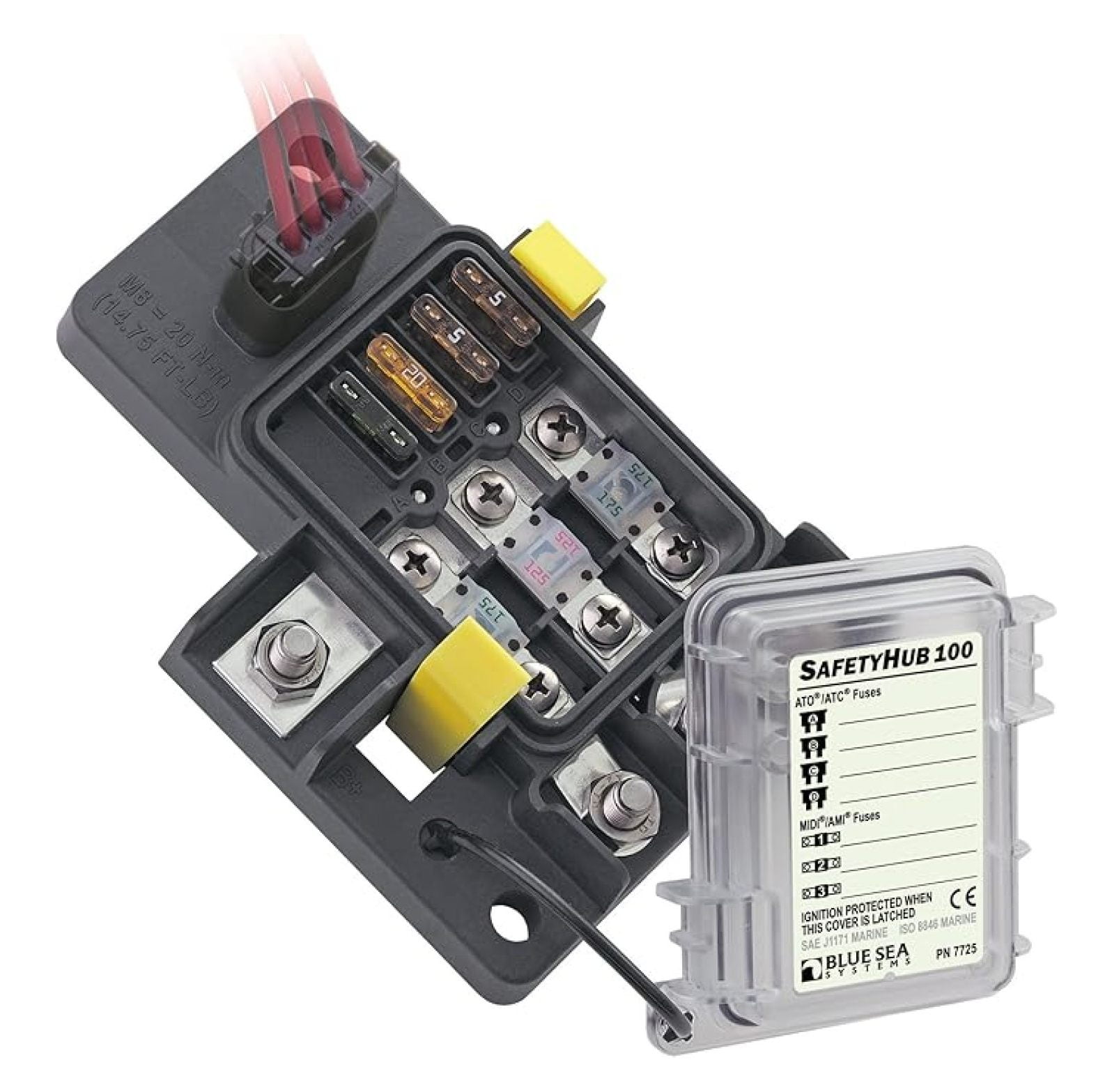 Marine Fuse Block 7 Circuit - 7725 Safety HUB 100 RBS - Boat Electrical ...