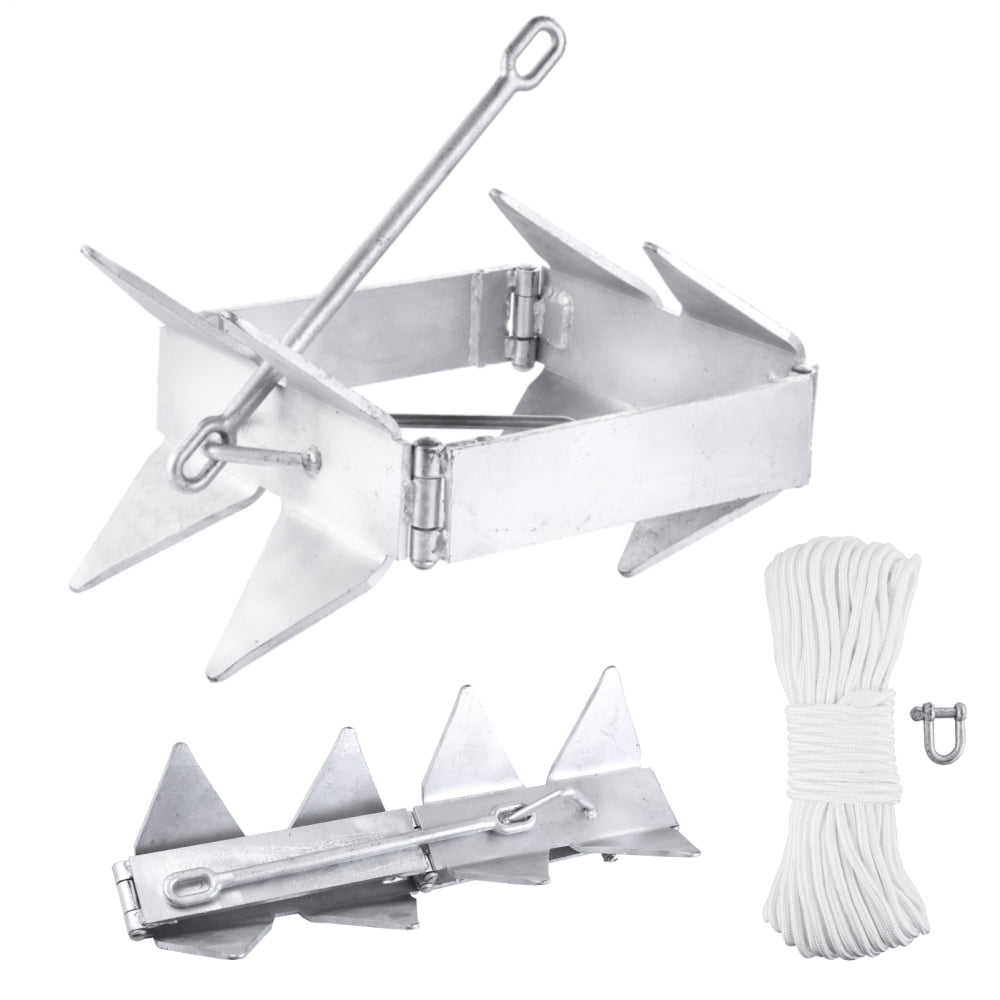 Marine-Grade Foldable Boat Anchors 19LB/25LB - Hot Galvanized Slide Anchor Kit with Safety Rope ...