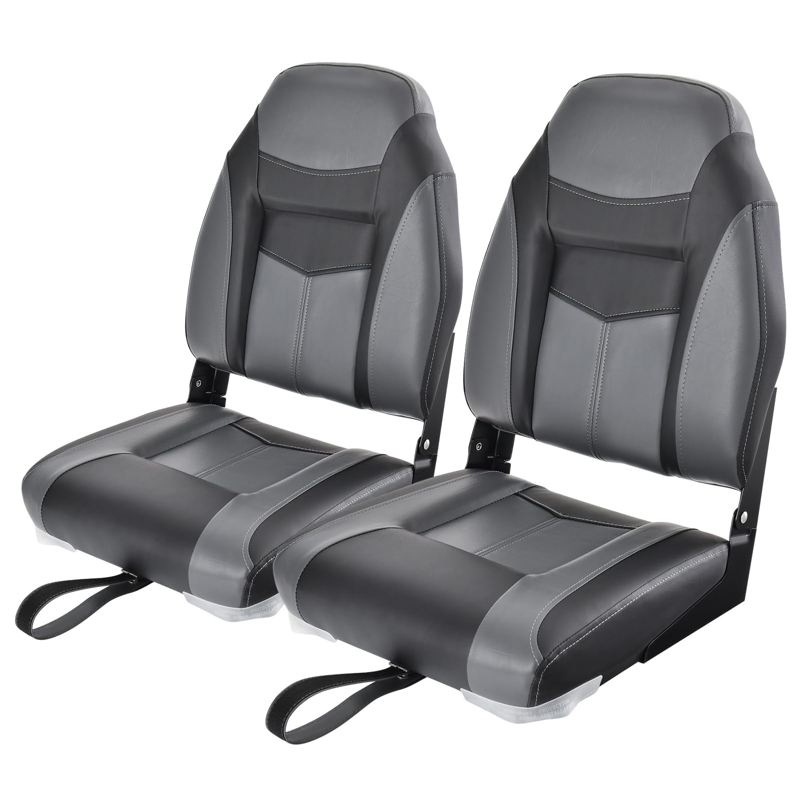 Marine Grade Folding Boat Seats 2 Pack, High Back Captain Chairs for ...