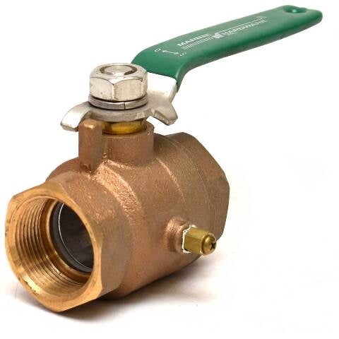 Marine Hardware Boat Ball Valve BVLV1.250-FPHL | 1 1/4 NPT Bronze ...