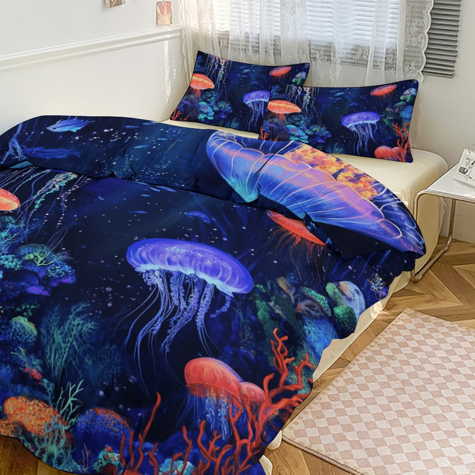 Marine Jellyfish Bedding Set with Zipper Closure for Girls & Boys ...