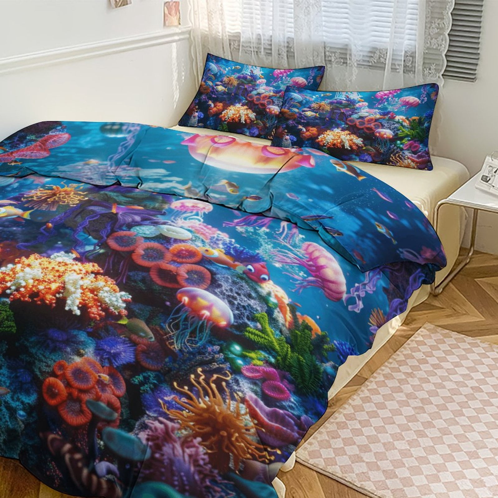Marine Jellyfish Bedding Set with Zipper Closure for Girls & Boys ...