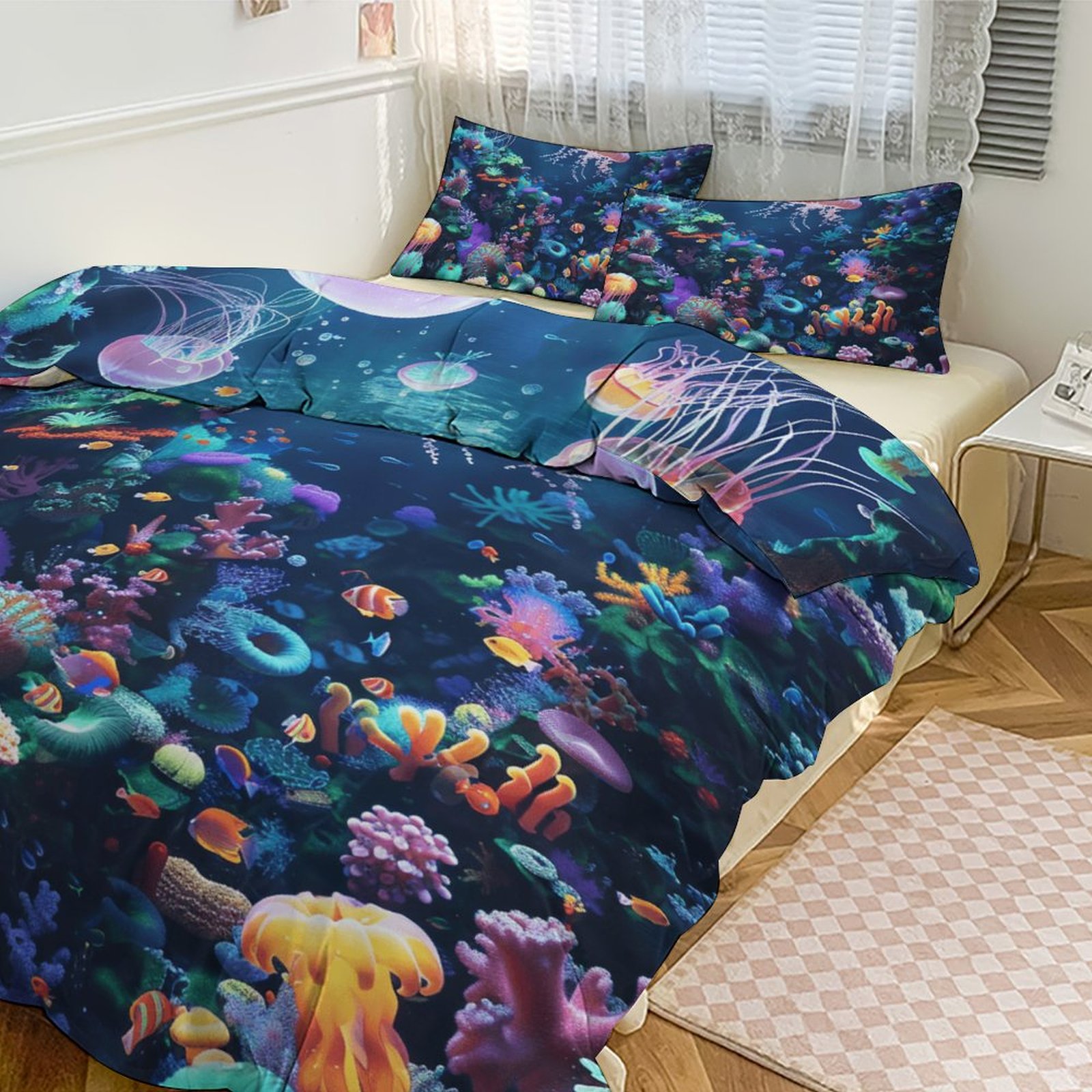 Marine Jellyfish Bedding Set with Zipper Closure for Girls & Boys ...