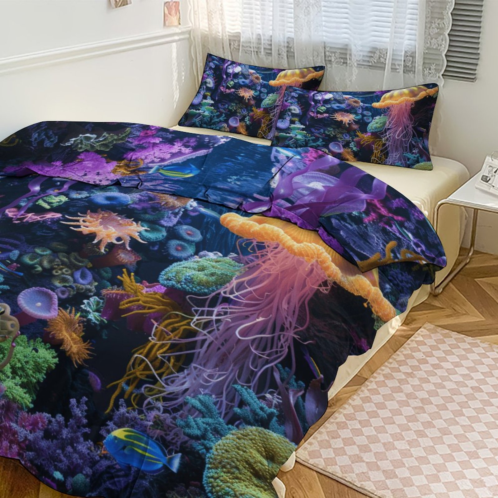 Marine Jellyfish Bedding Set with Zipper Closure for Girls & Boys ...