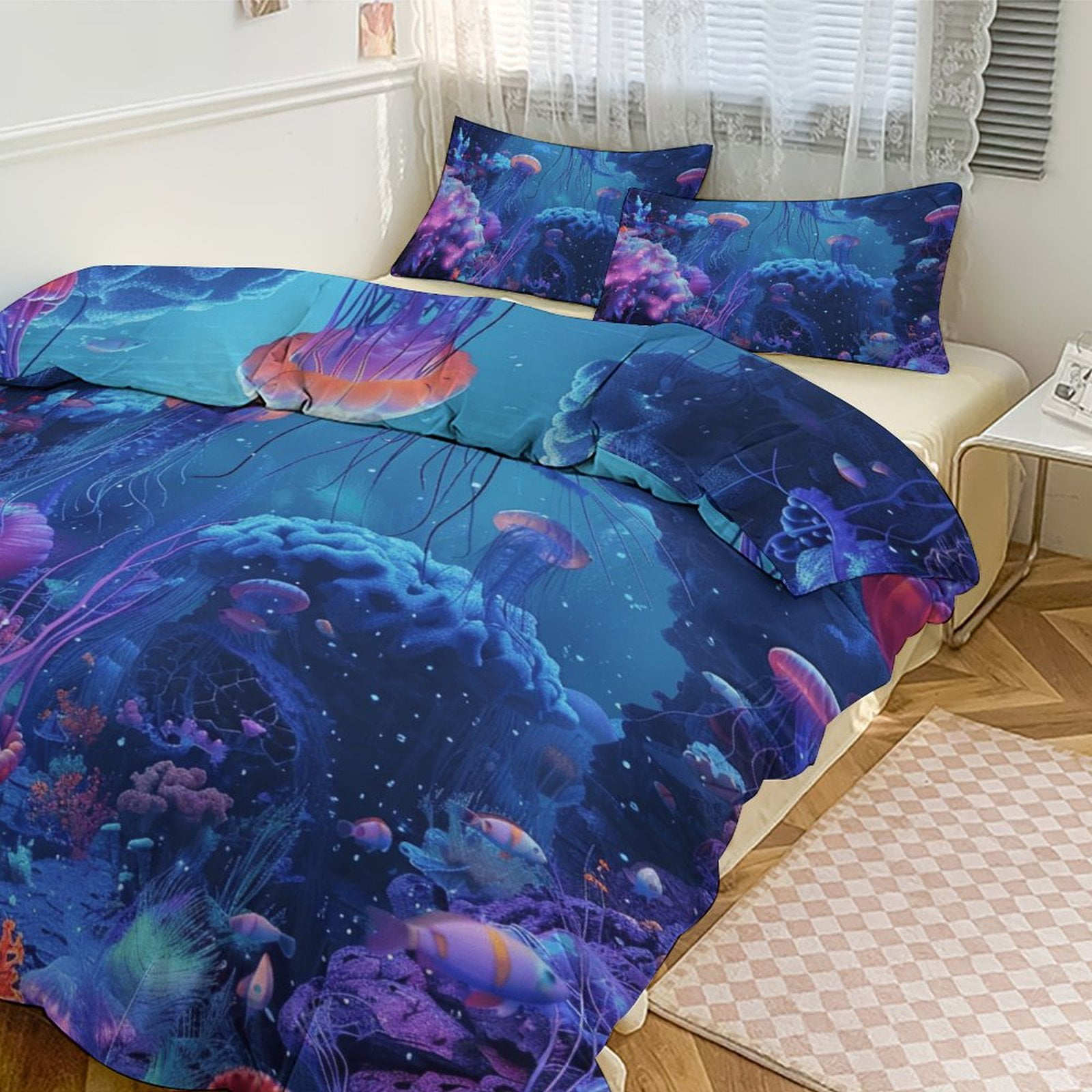Marine Jellyfish Bedding Set with Zipper Closure for Girls & Boys ...
