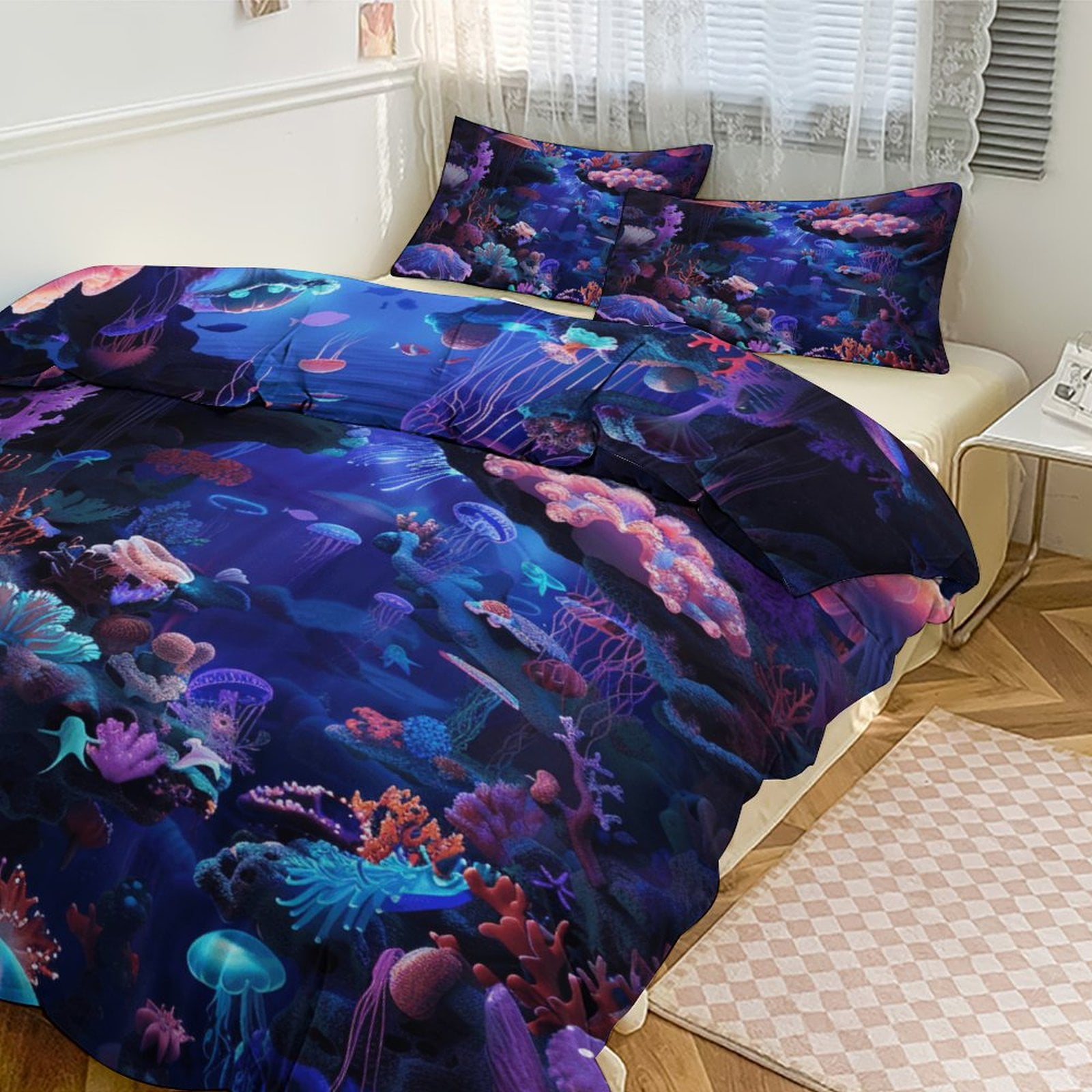 Marine Jellyfish Bedding Set with Zipper Closure for Girls & Boys ...