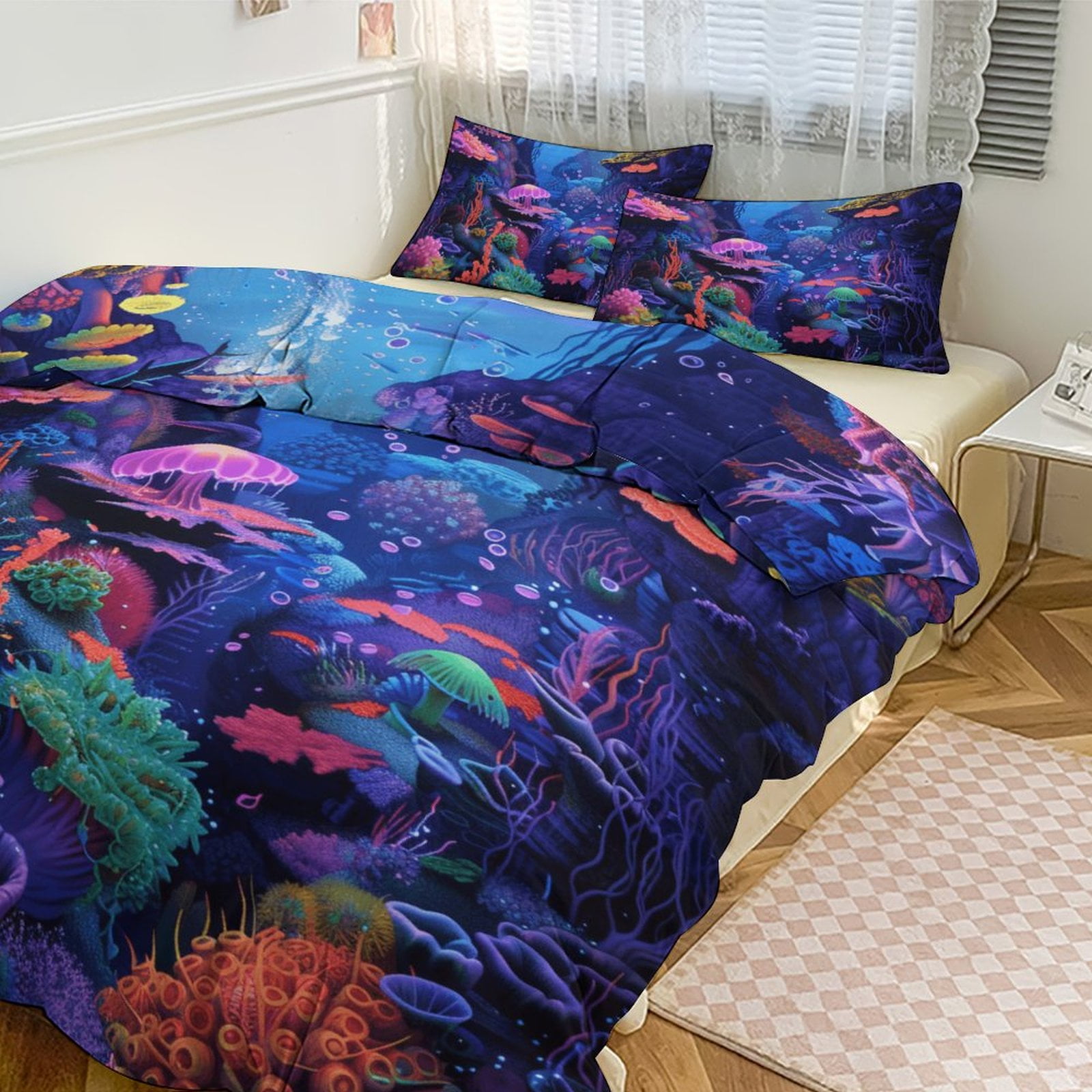 Marine Jellyfish Bedding Set with Zipper Closure for Girls & Boys ...
