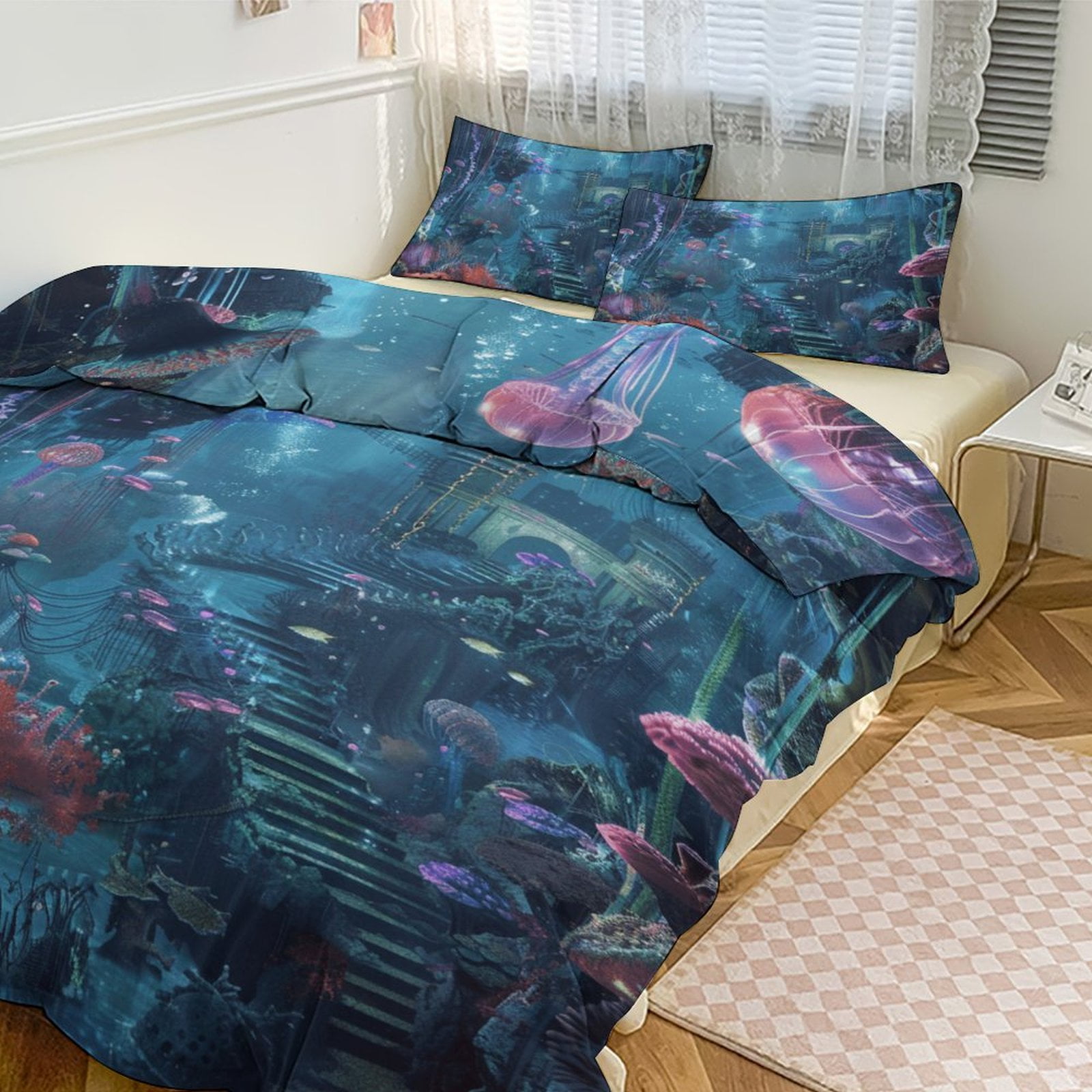Marine Jellyfish Bedding Set with Zipper Closure for Girls & Boys ...