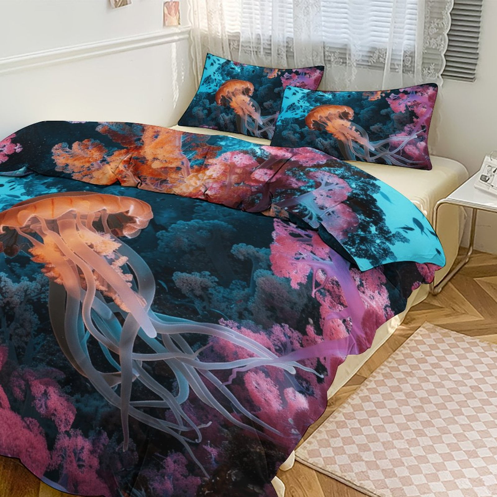 Marine Jellyfish Bedding Set with Zipper Closure for Girls & Boys ...