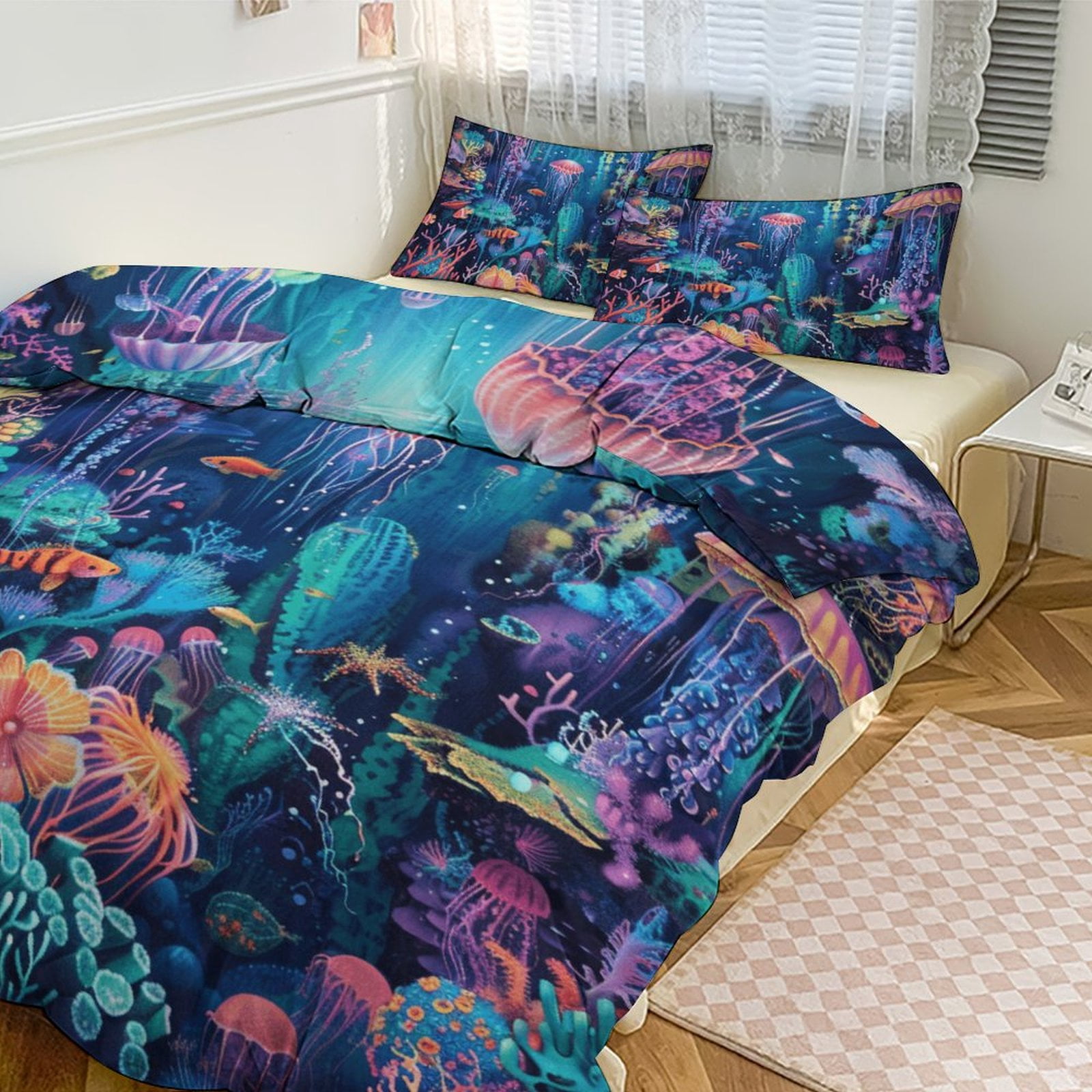 Marine Jellyfish Bedding Set with Zipper Closure for Girls & Boys ...