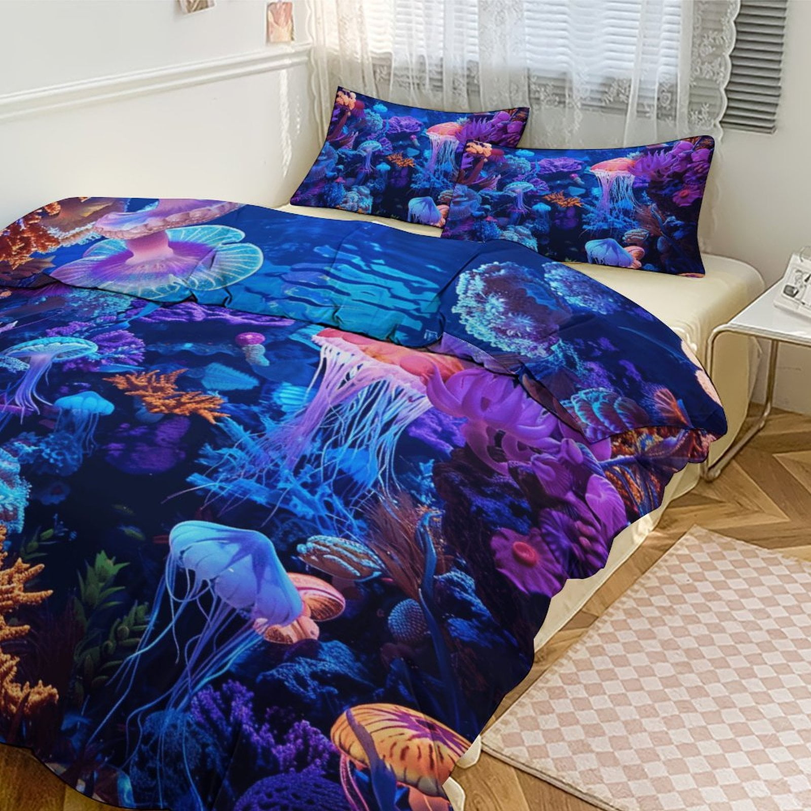 Marine Jellyfish Bedding Set with Zipper Closure for Girls & Boys ...