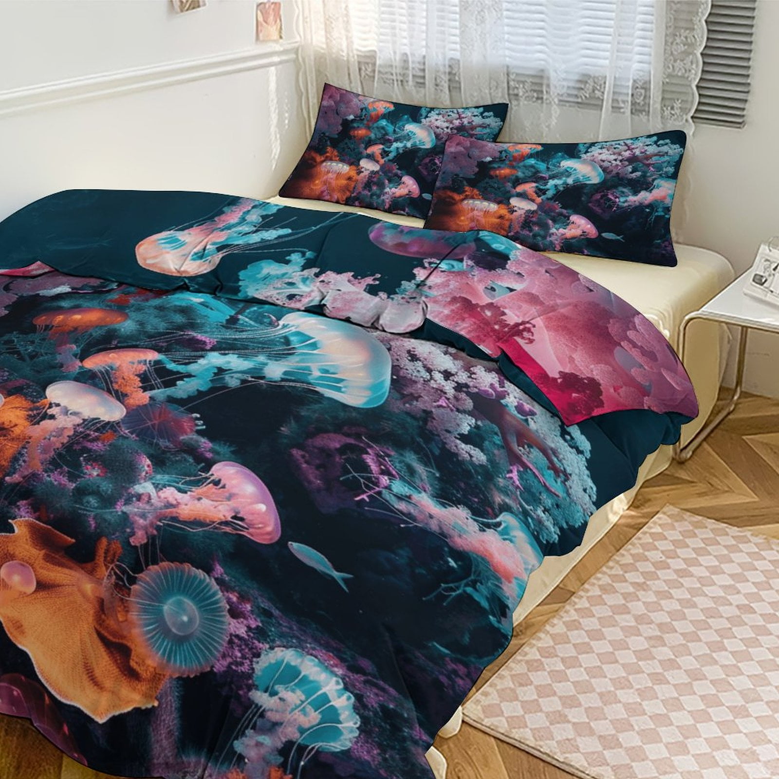 Marine Jellyfish Bedding Set with Zipper Closure for Girls & Boys ...