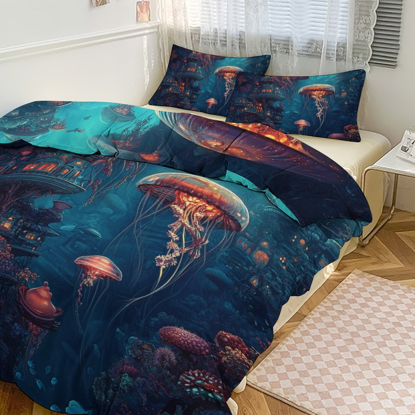 Marine Jellyfish Bedding Set with Zipper Closure for Girls & Boys ...