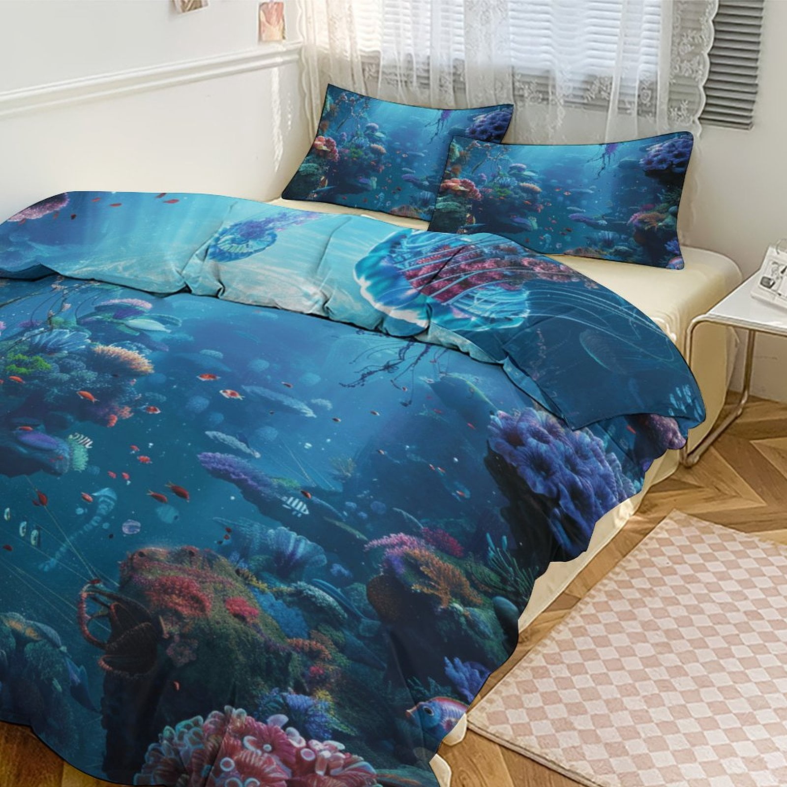 Marine Jellyfish Bedding Set with Zipper Closure for Girls & Boys ...