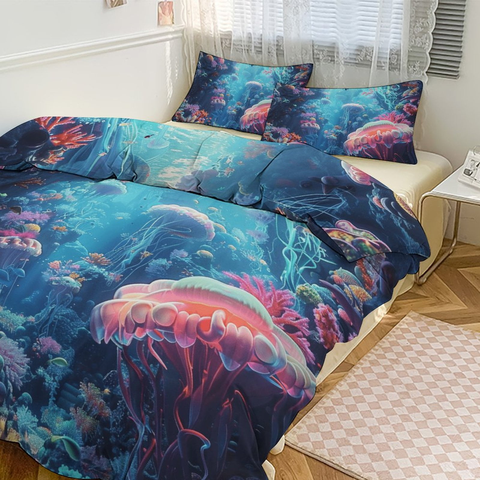 Marine Jellyfish Bedding Set with Zipper Closure for Girls & Boys ...