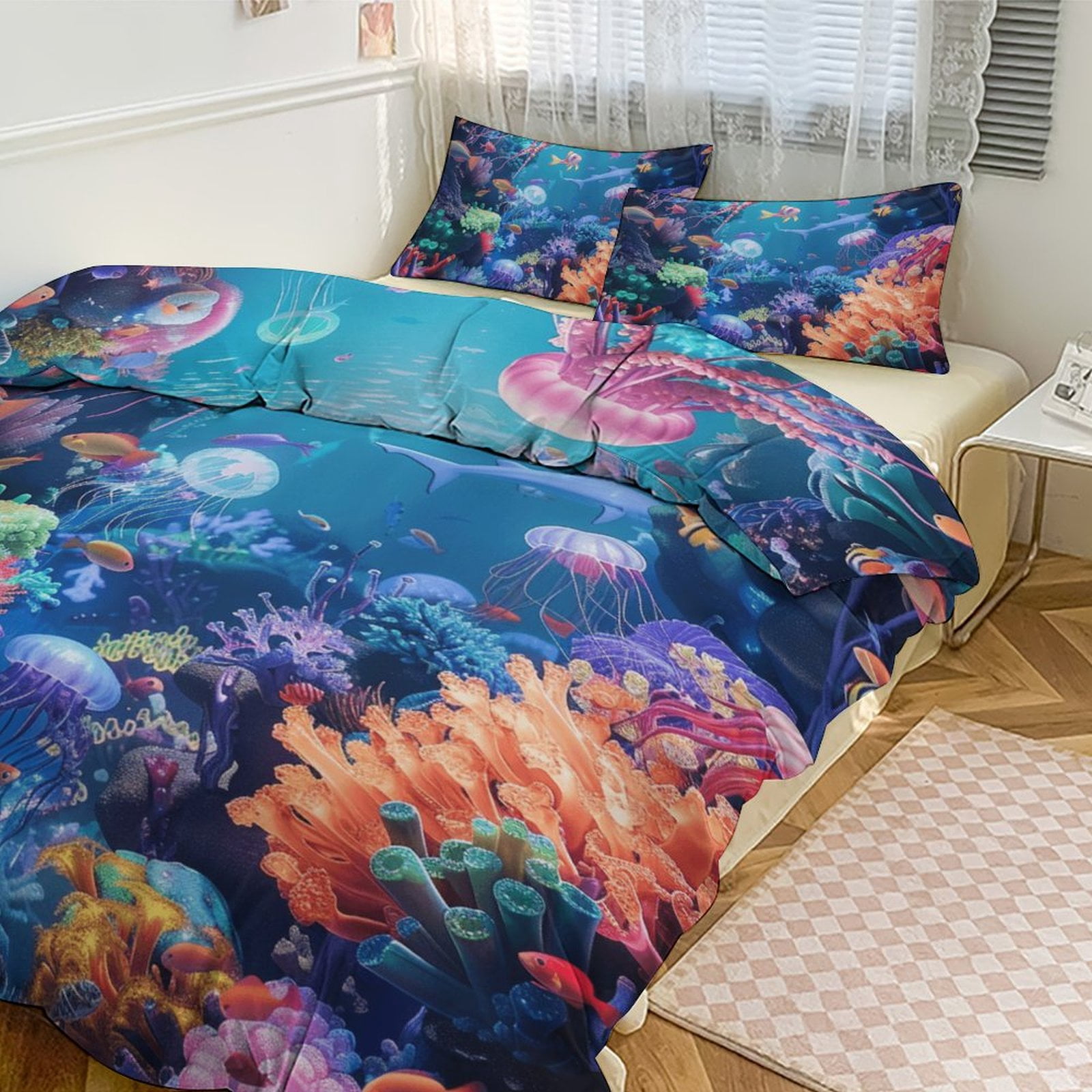 Marine Jellyfish Bedding Set with Zipper Closure for Girls & Boys ...