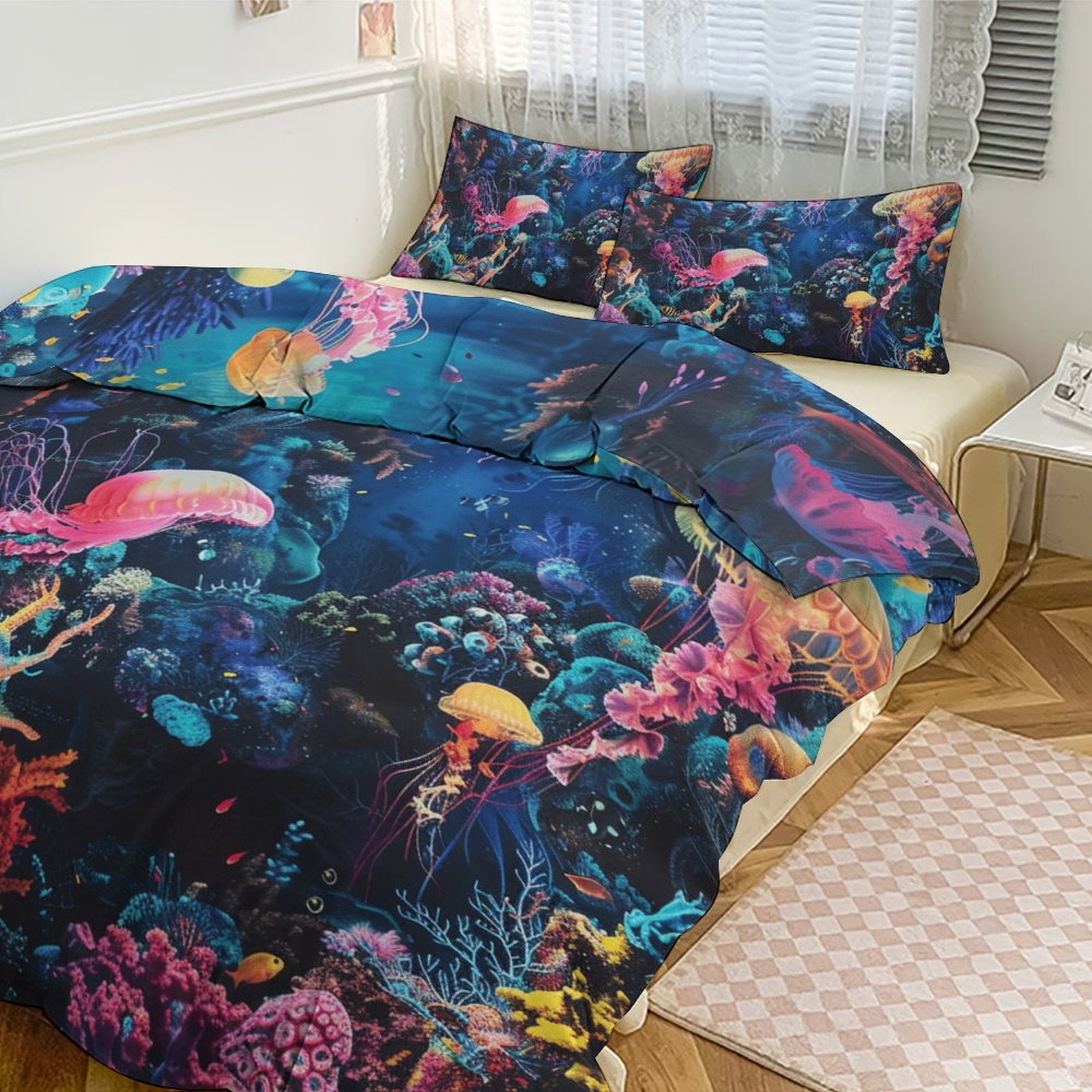 Marine Jellyfish Bedding Set with Zipper Closure for Girls & Boys ...