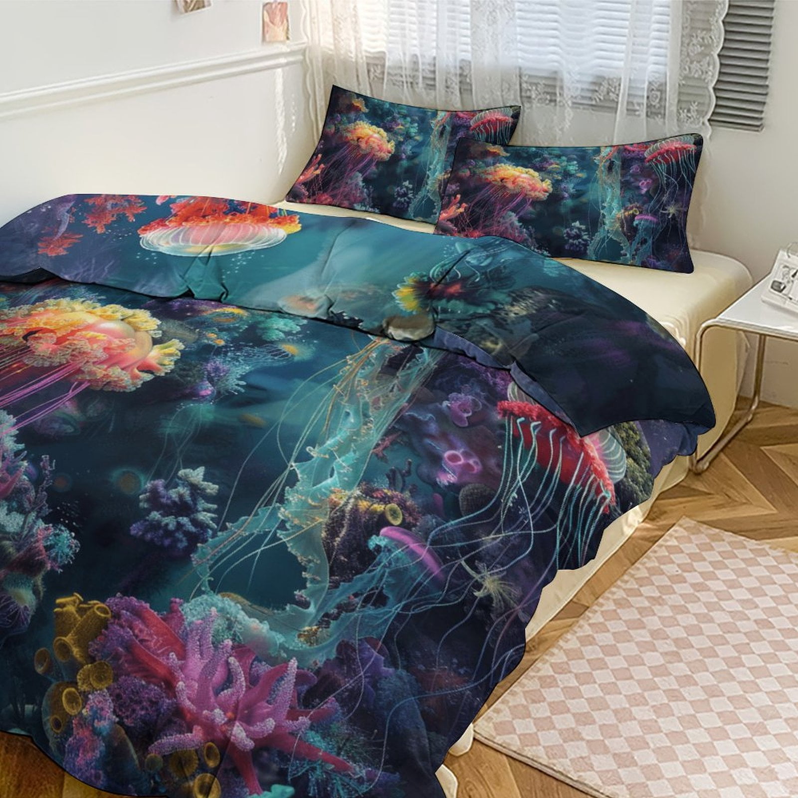 Marine Jellyfish Bedding Set with Zipper Closure for Girls & Boys ...