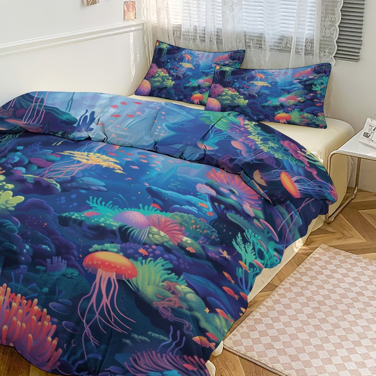 Marine Jellyfish Bedding Set with Zipper Closure for Girls & Boys ...