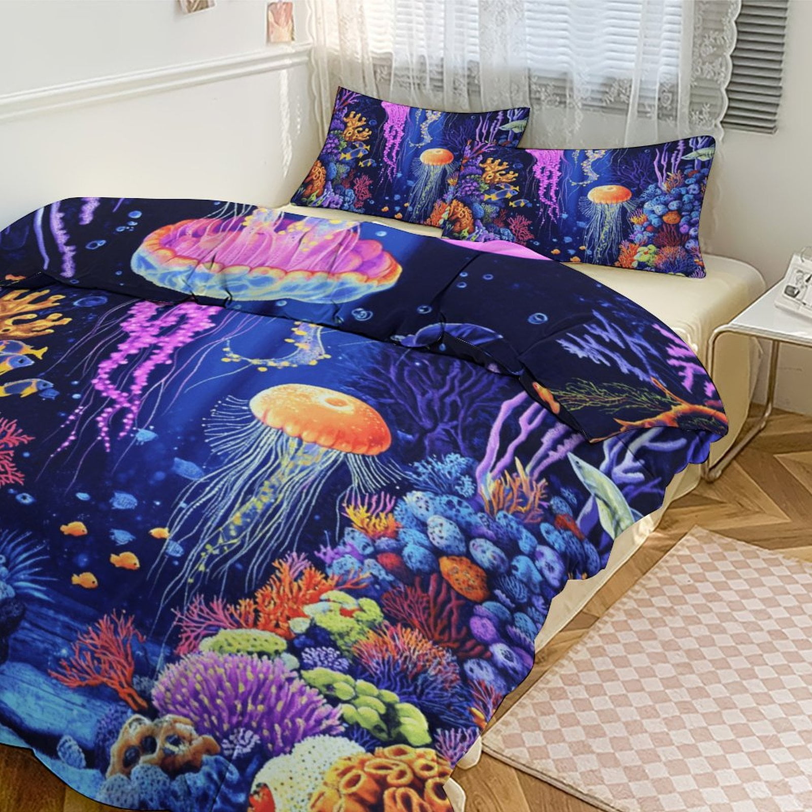 Marine Jellyfish Bedding Set with Zipper Closure for Girls & Boys ...