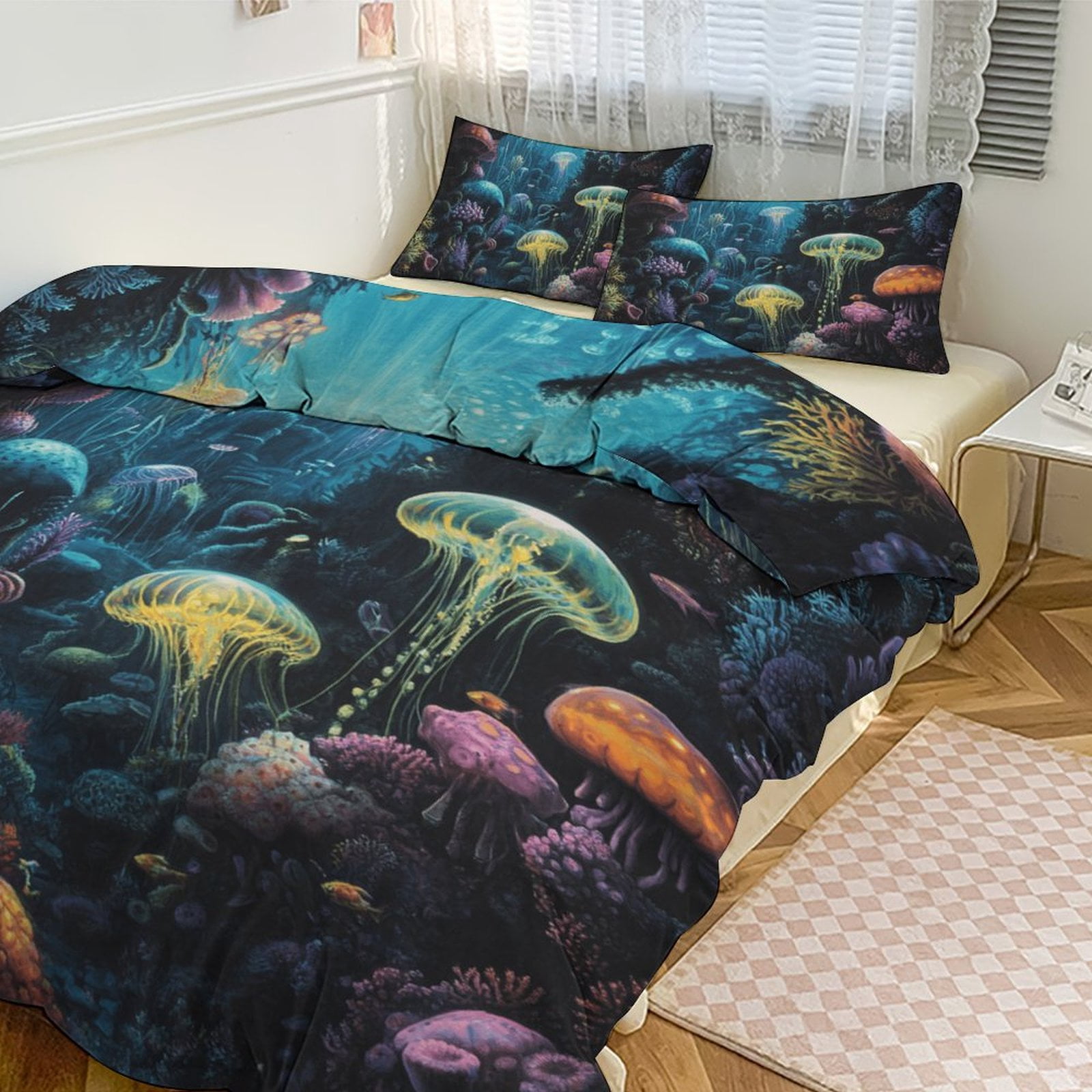 Marine Jellyfish Bedding Set with Zipper Closure for Girls & Boys ...