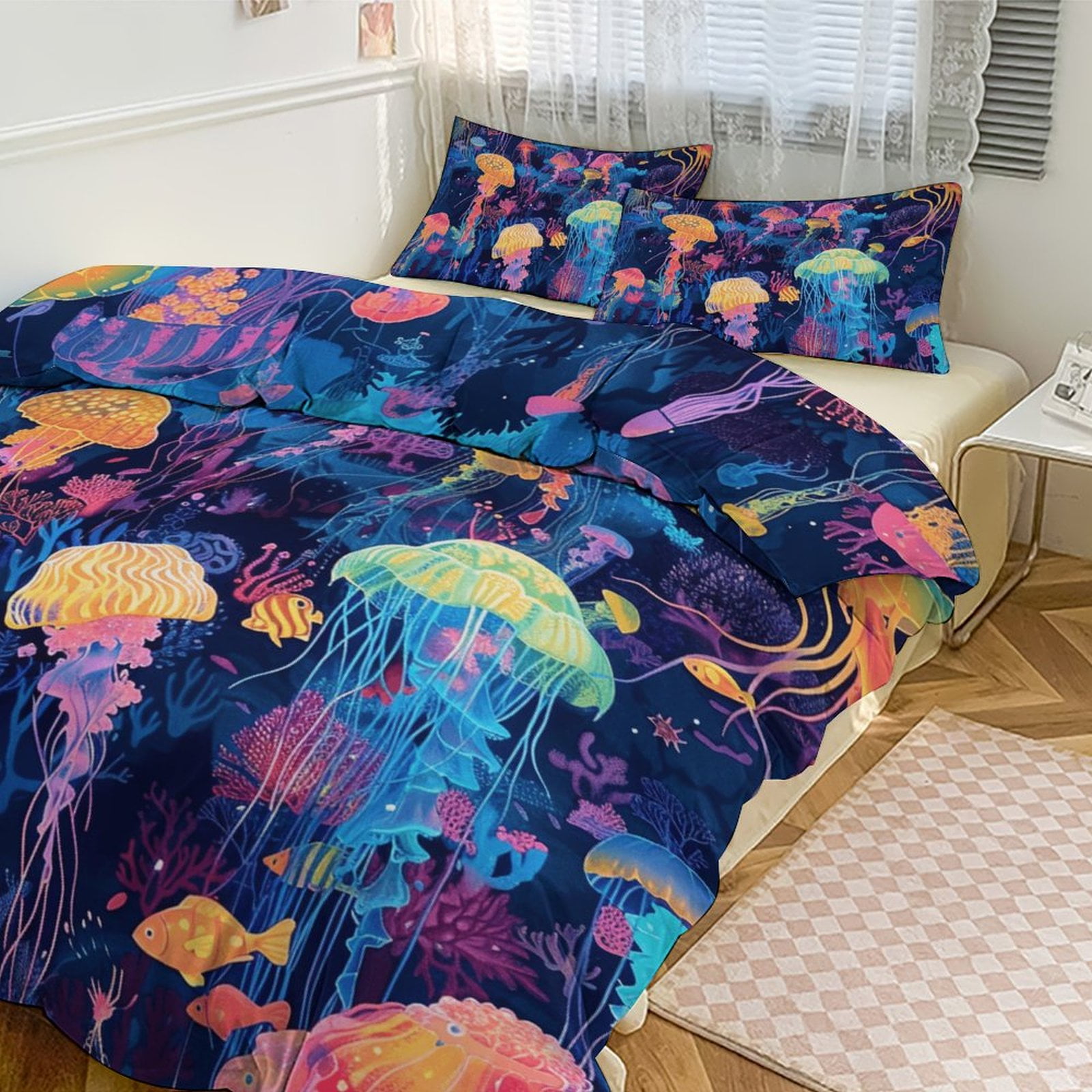 Marine Jellyfish Bedding Sets Twin Duvet Cover 3 Piece Cute Bed Set for Boys Girls Kid - Walmart.com