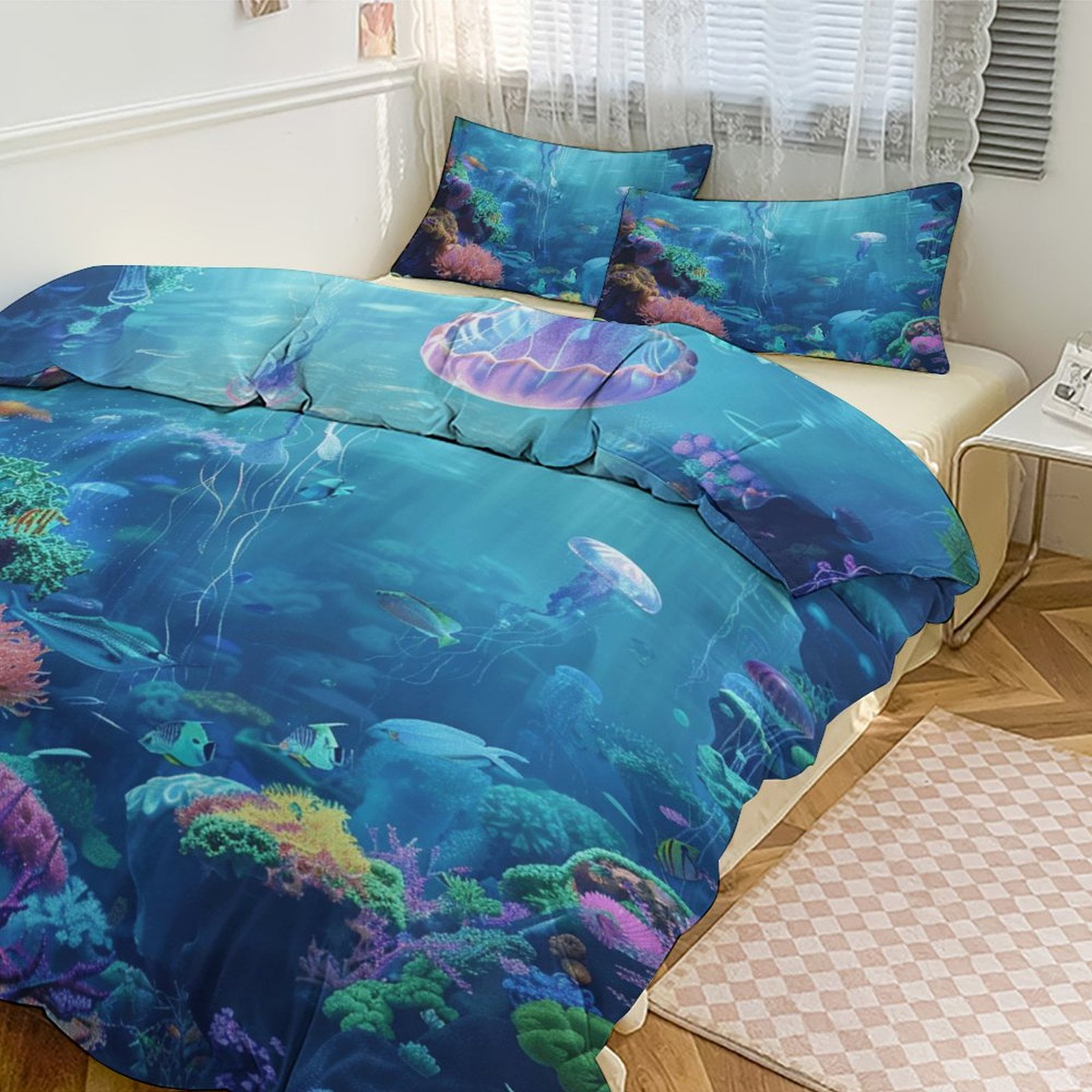 Marine Jellyfish Bedding Sets Twin Duvet Cover 3 Piece Cute Bed Set for Boys Girls Kid - Walmart.com