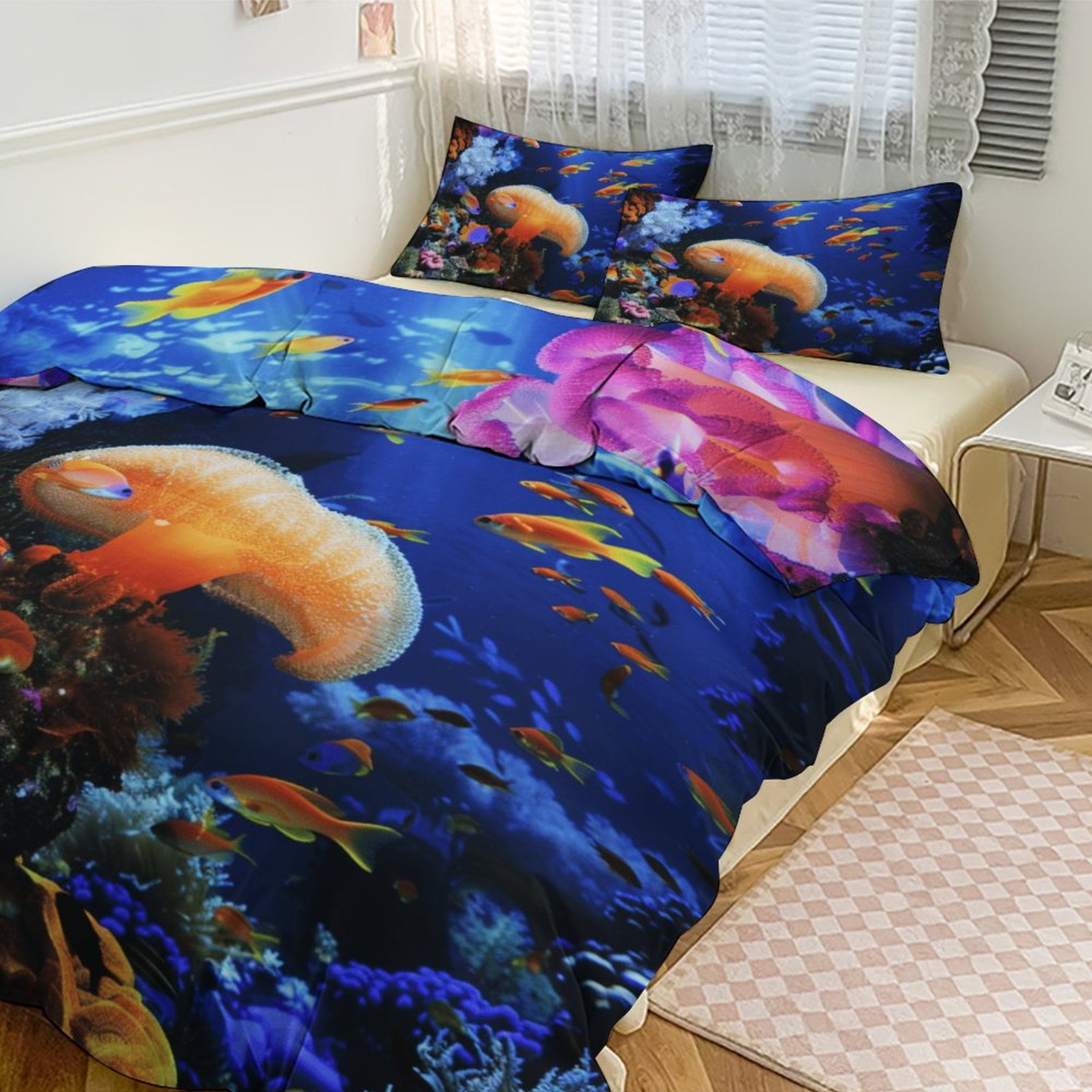 Marine Jellyfish Bedding Sets Twin Duvet Cover 3 Piece Cute Bed Set for Boys Girls Kid - Walmart.com