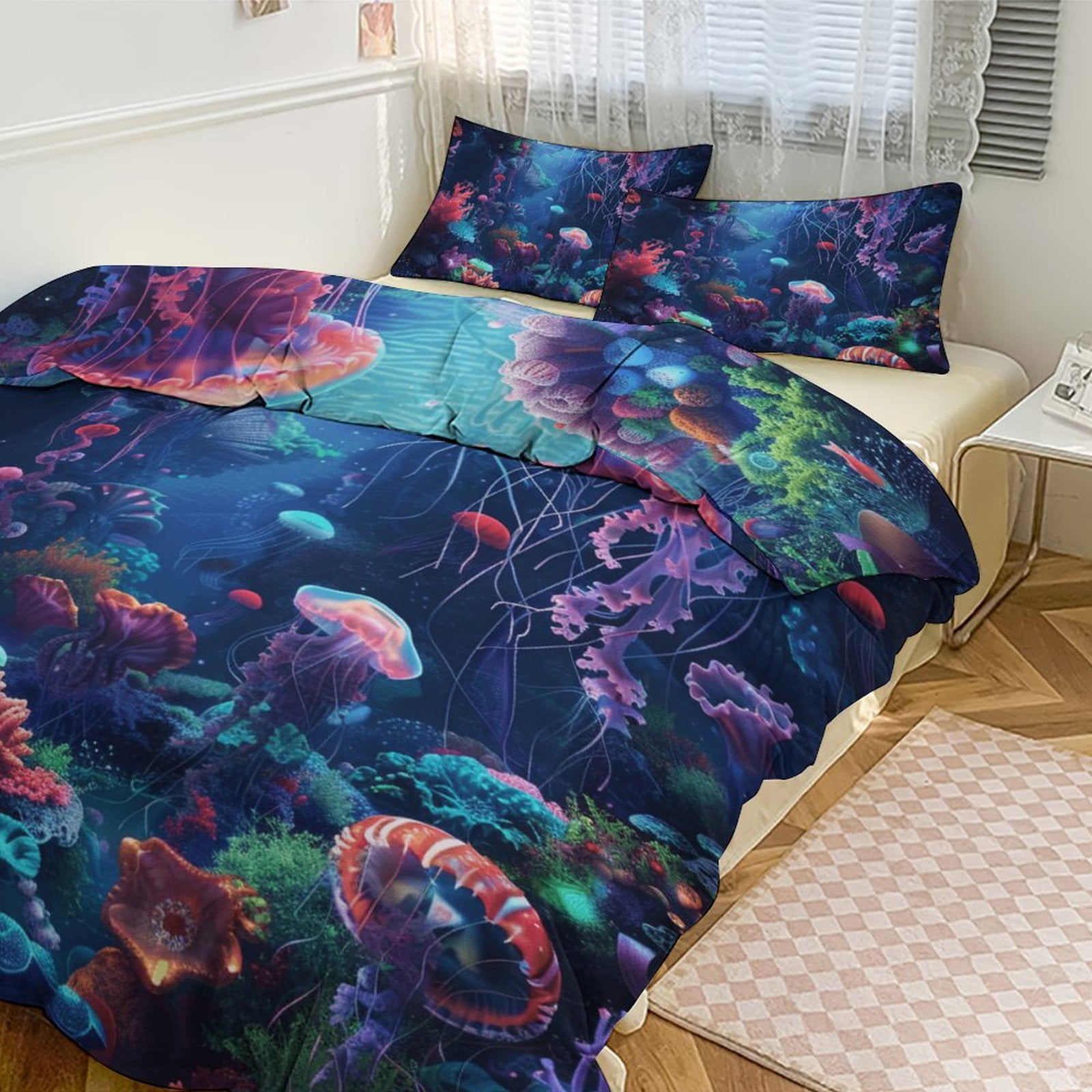 Marine Jellyfish Bedding Sets Twin Duvet Cover 3 Piece Cute Bed Set for Boys Girls Kid - Walmart.com
