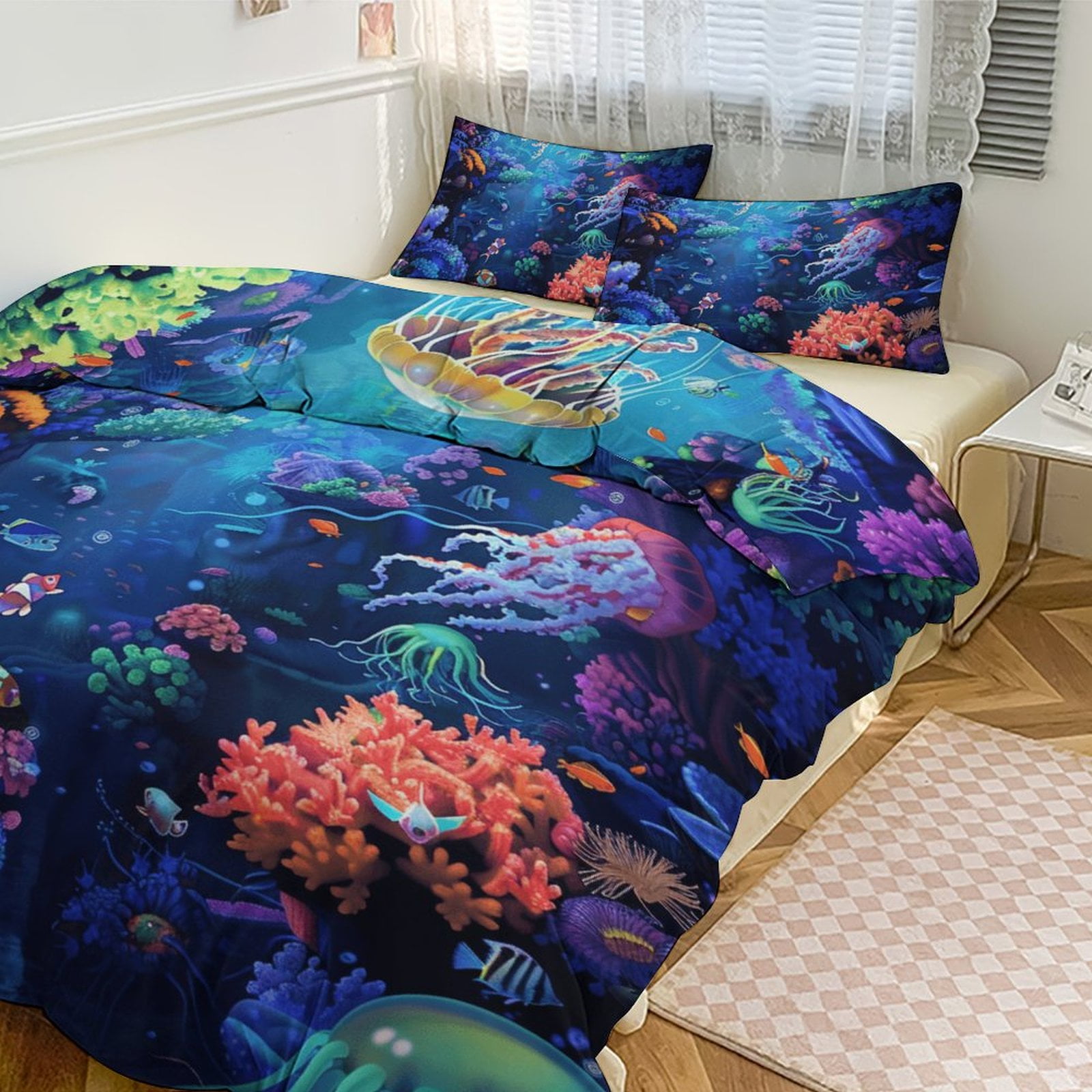 Marine Jellyfish Bedding Sets Twin Duvet Cover 3 Piece Cute Bed Set for Boys Girls Kid - Walmart.com