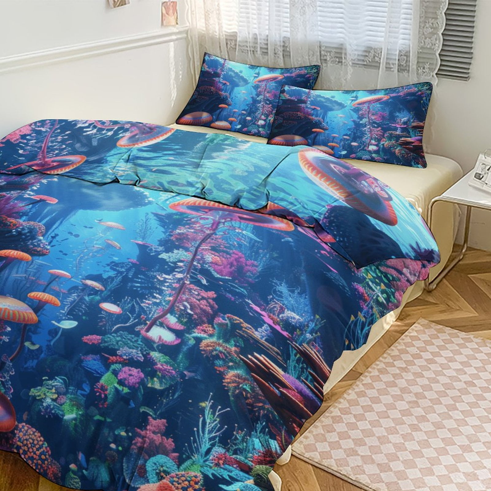 Marine Jellyfish Bedding Sets Twin Duvet Cover 3 Piece Cute Bed Set for Boys Girls Kid - Walmart.com