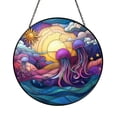 Marine Jellyfish Stained Glass Window Hanging Coastal Decor Accent ...