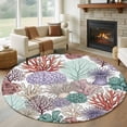 Marine Life 8FT Round Area Rugs for Living Room Green Purple Red Brown ...