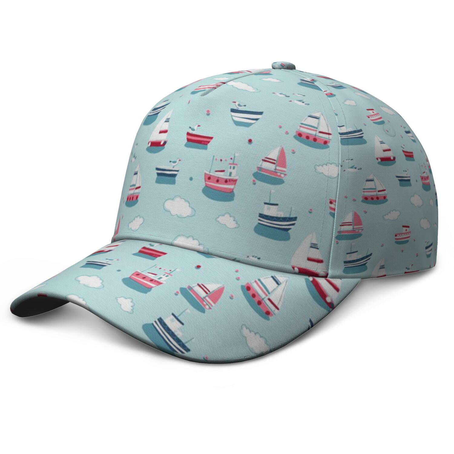 Marine Life Baseball Cap – Nautical Beach Lighthouse Coral Tide Compass ...