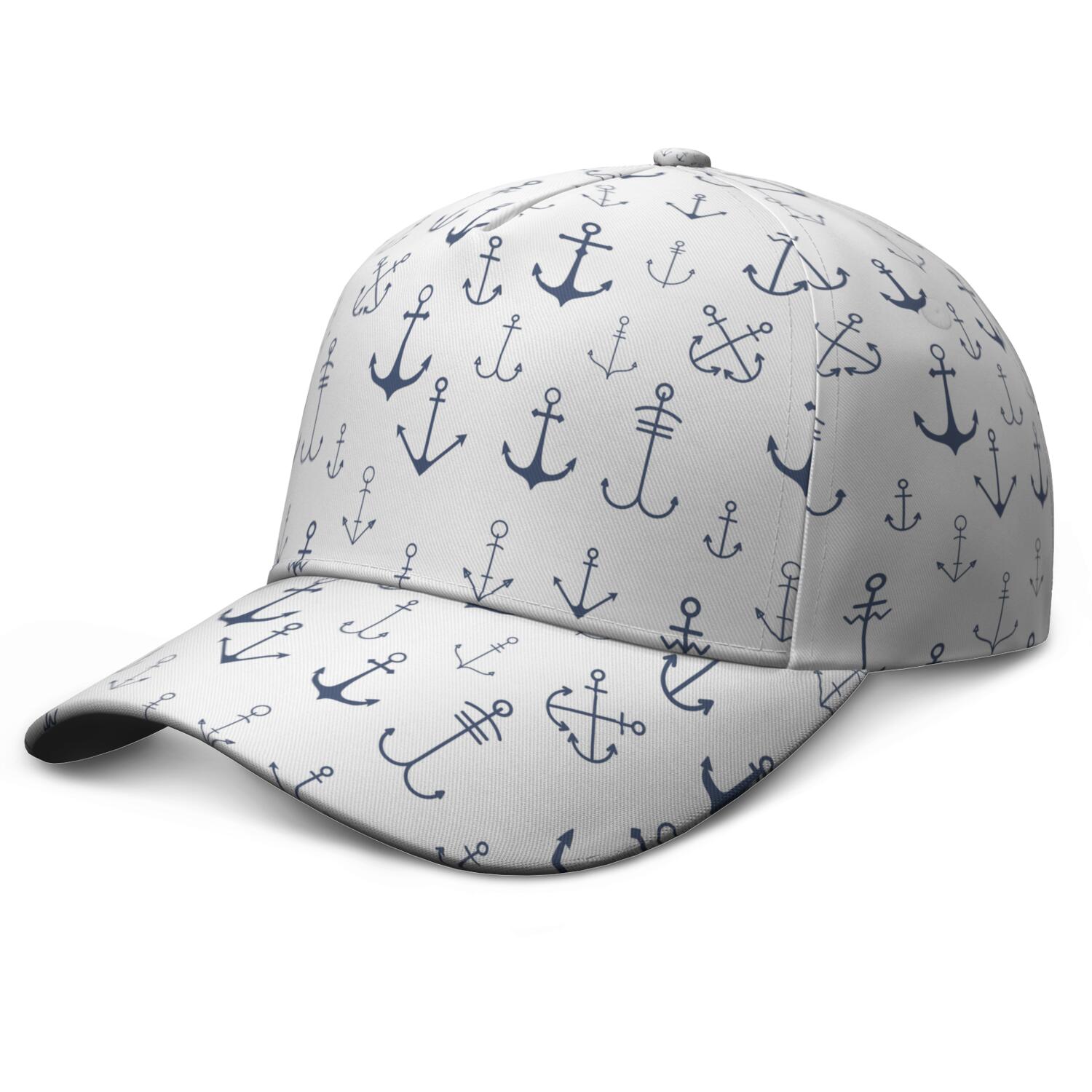 Marine Life Baseball Cap – Nautical Beach Lighthouse Coral Tide Compass ...