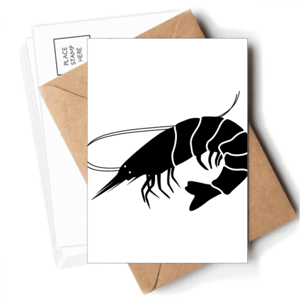 Marine Life Black Shrimp Illustration Postcards Envelopes Blank Note ...