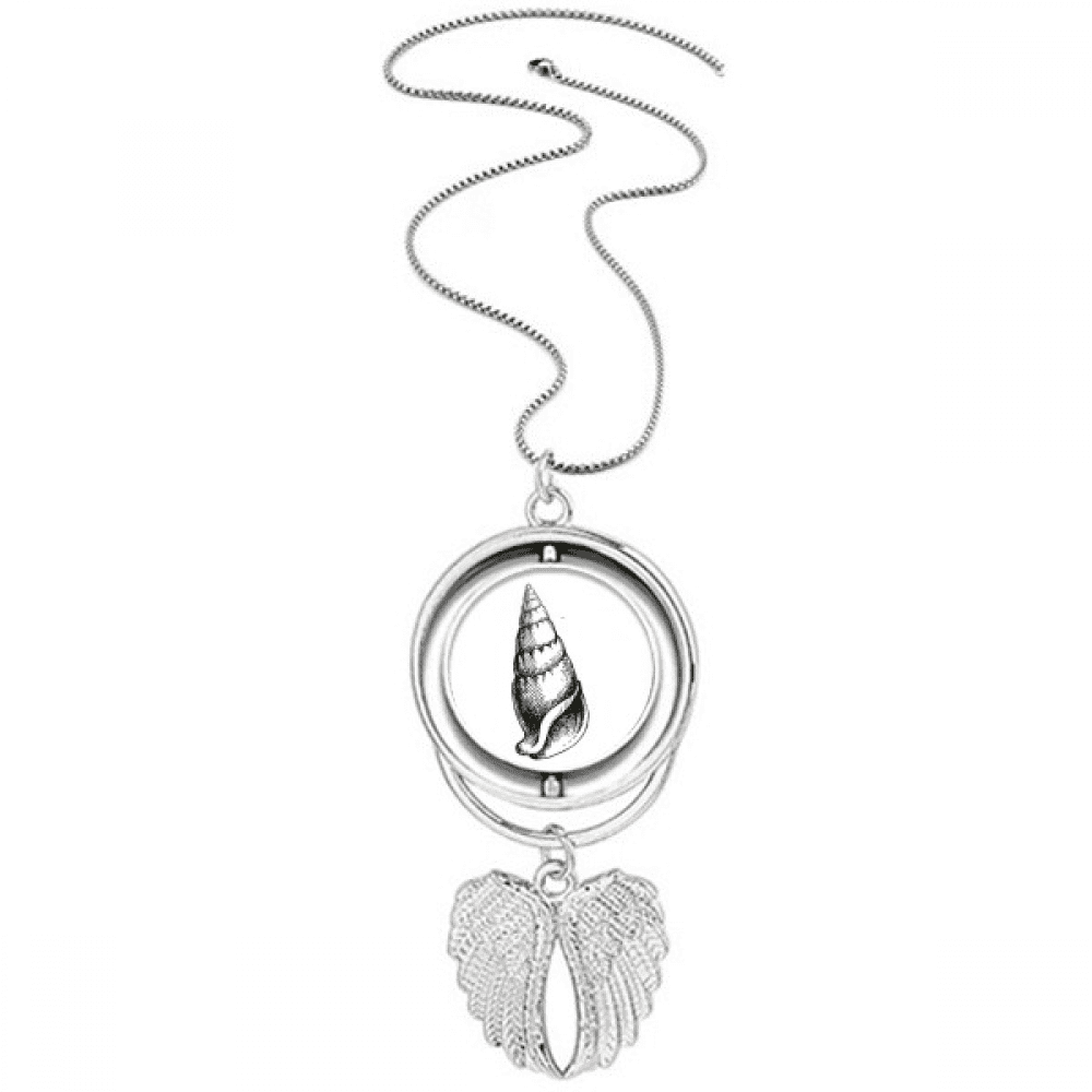 Marine Life Black Snail Pattern Pendant Angel Wings Rotating Necklace ...