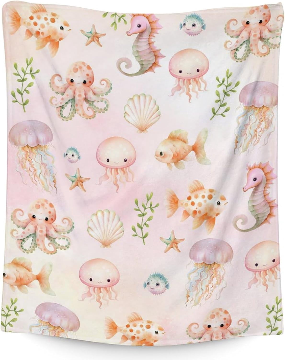 Marine Life Blanket - 50 x 60 Inches Fuzzy Flannel Sea Life Blankets ...