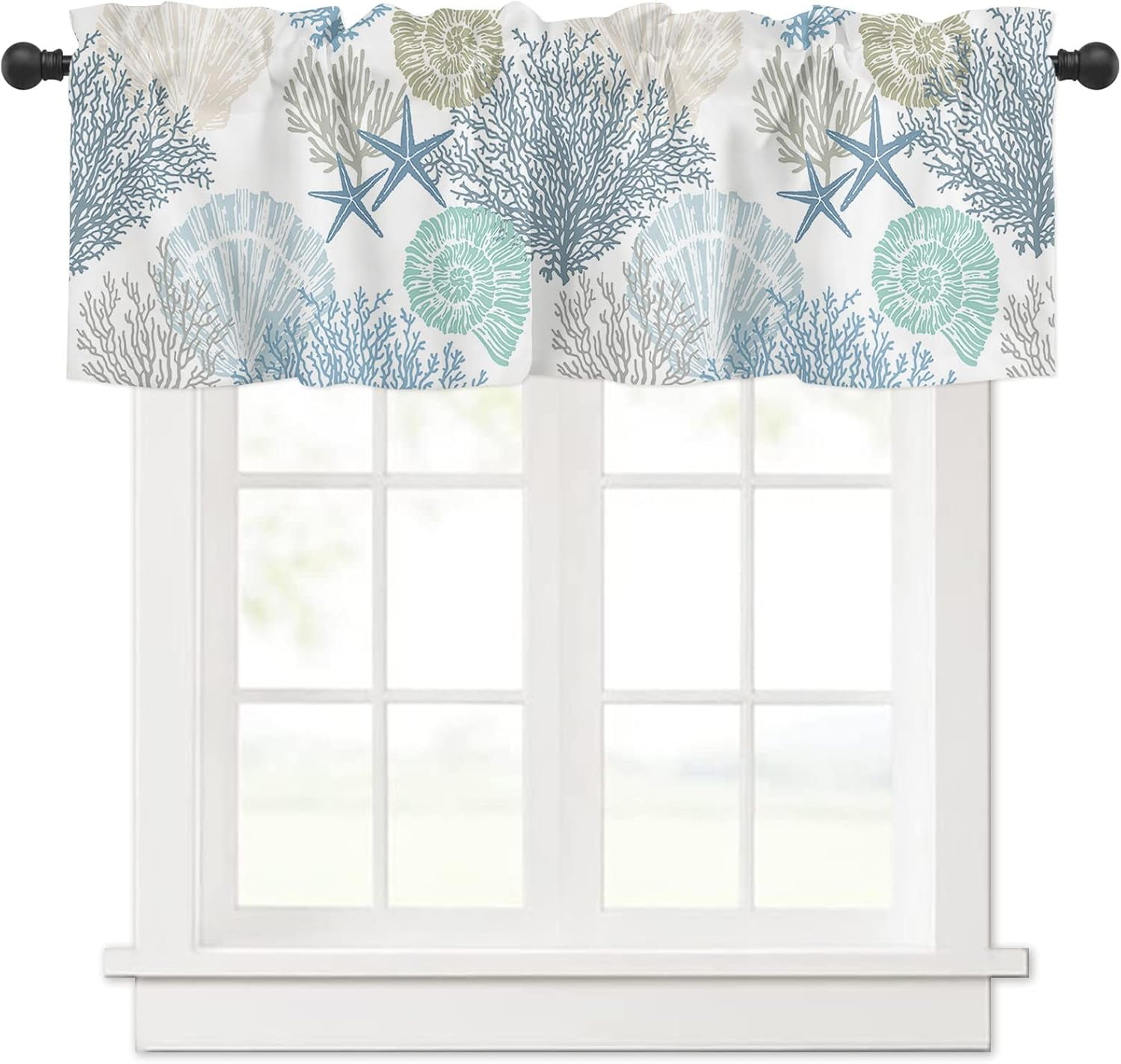 Marine Life Curtains for Bedroom Living Room Aqua Ocean Coral Shell ...